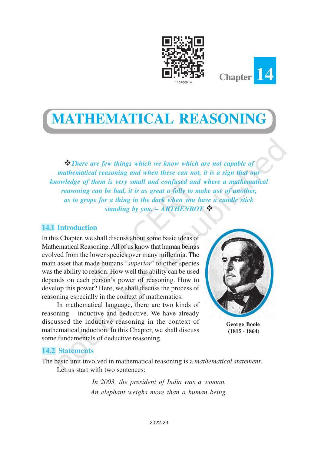 NCERT Book for Class 11 Maths Chapter 14 Mathematical
