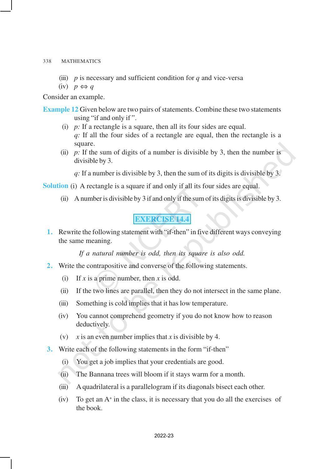 NCERT Book for Class 11 Maths Chapter 14 Mathematical