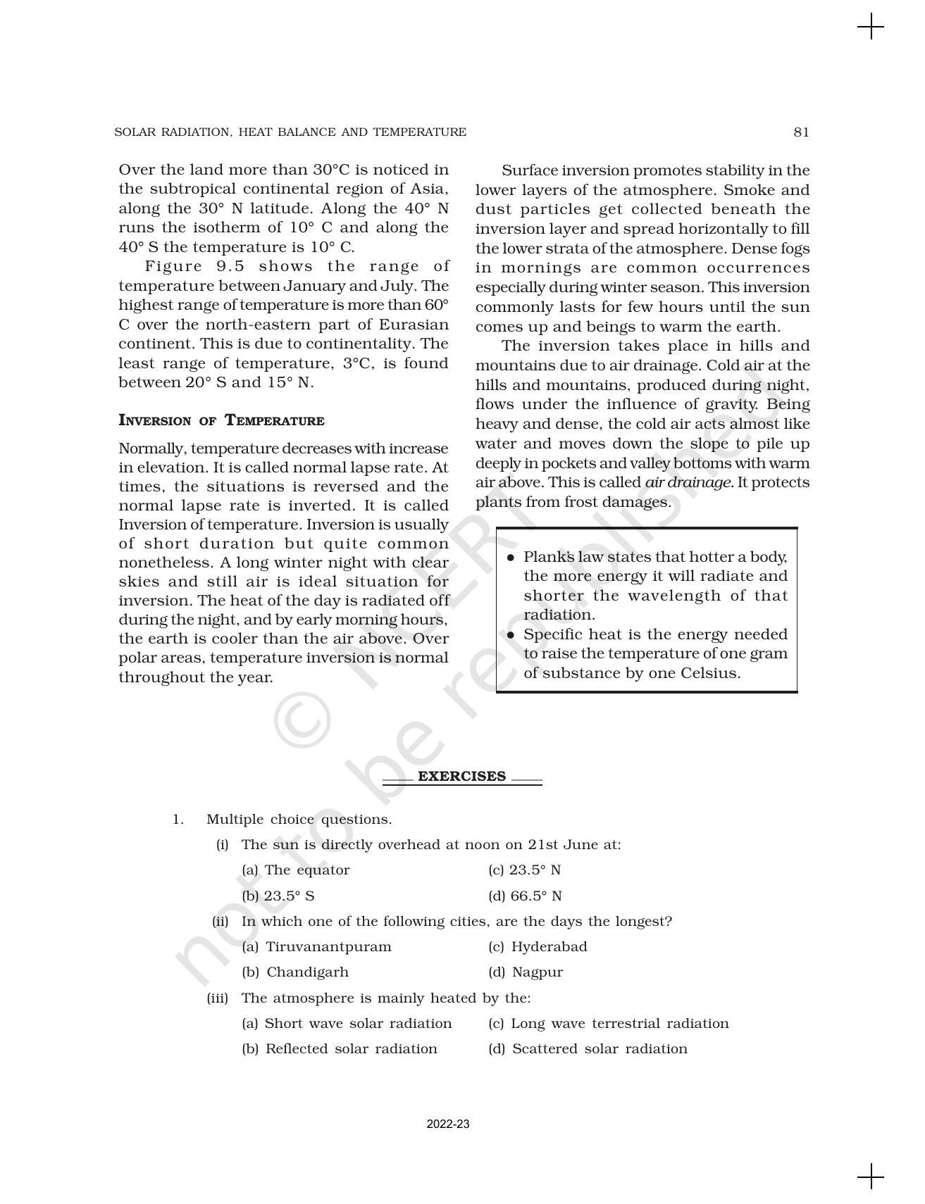 NCERT Book for Class 11 Geography Chapter 9 Solar Radiation