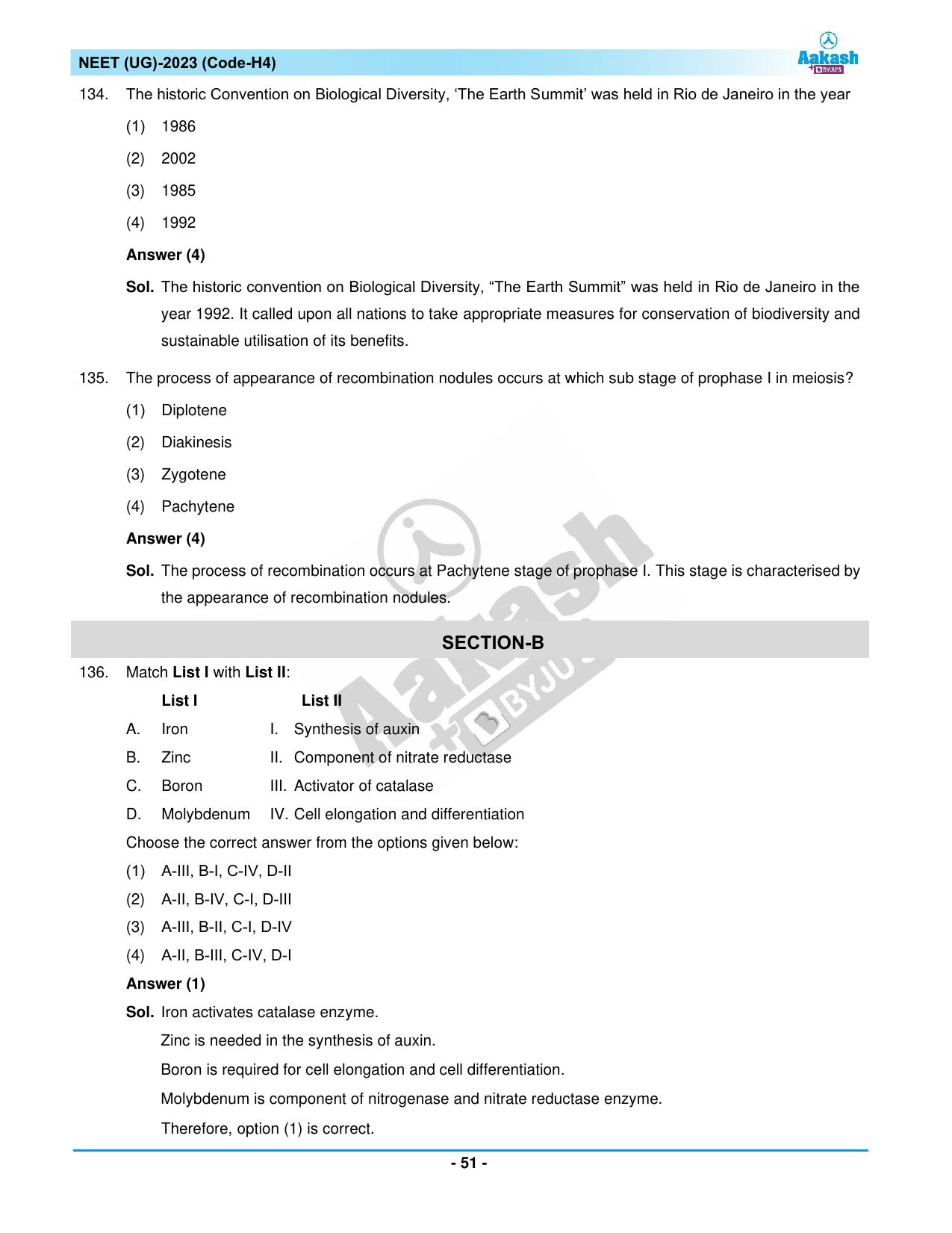 NEET 2023 Question Paper H4 - IndCareer Docs