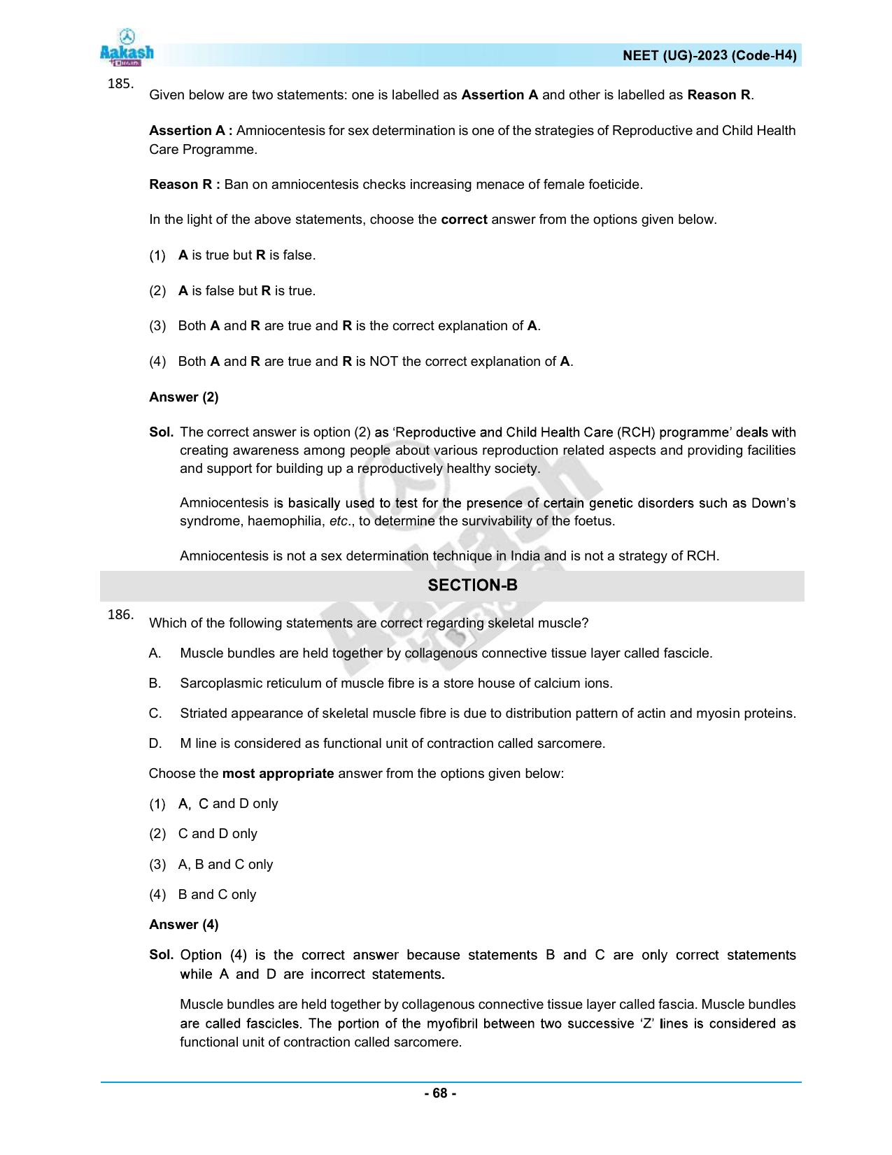 NEET 2023 Question Paper H4 - IndCareer Docs