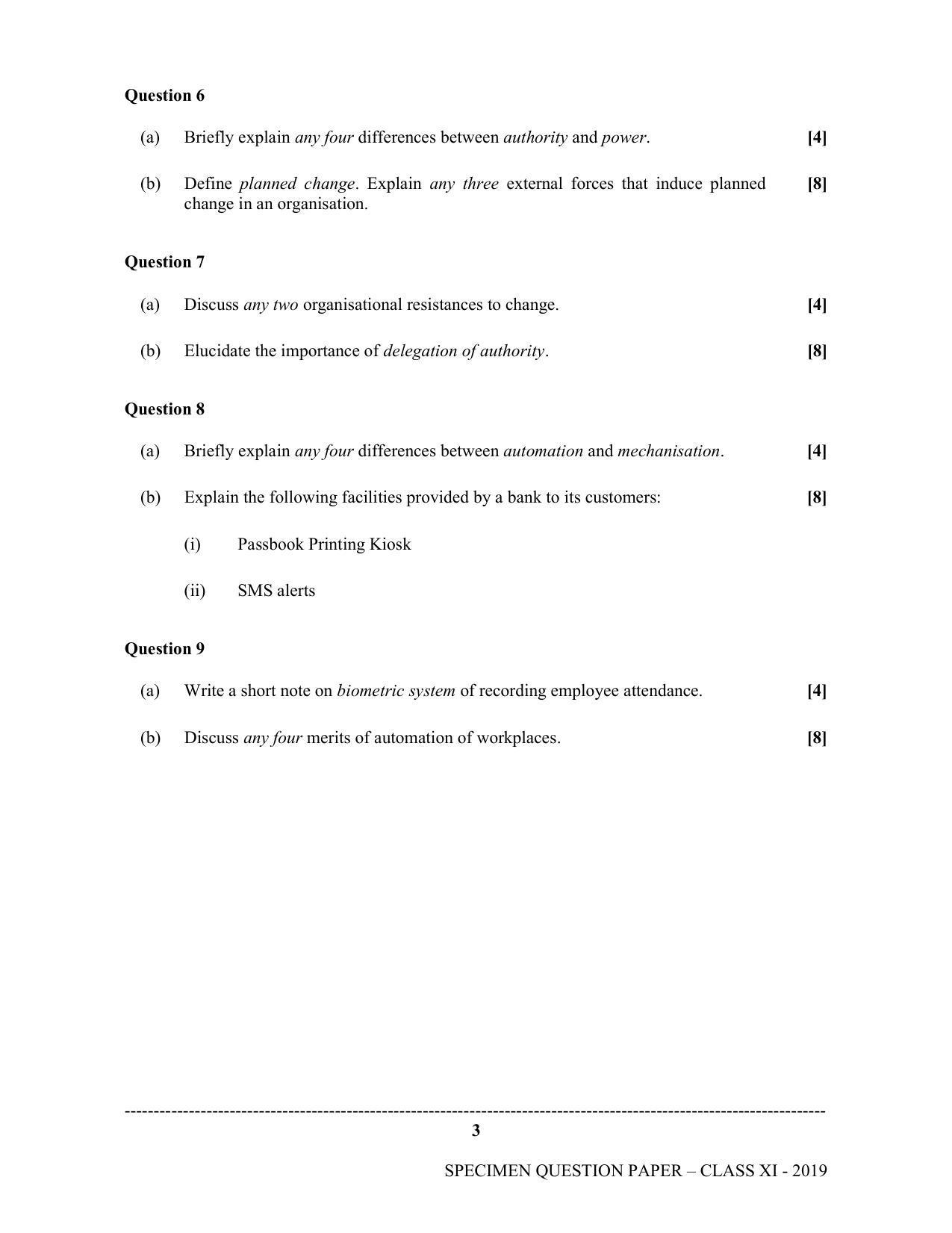 ISC Class 11 Specimen Business Studies Sample Paper - IndCareer Schools