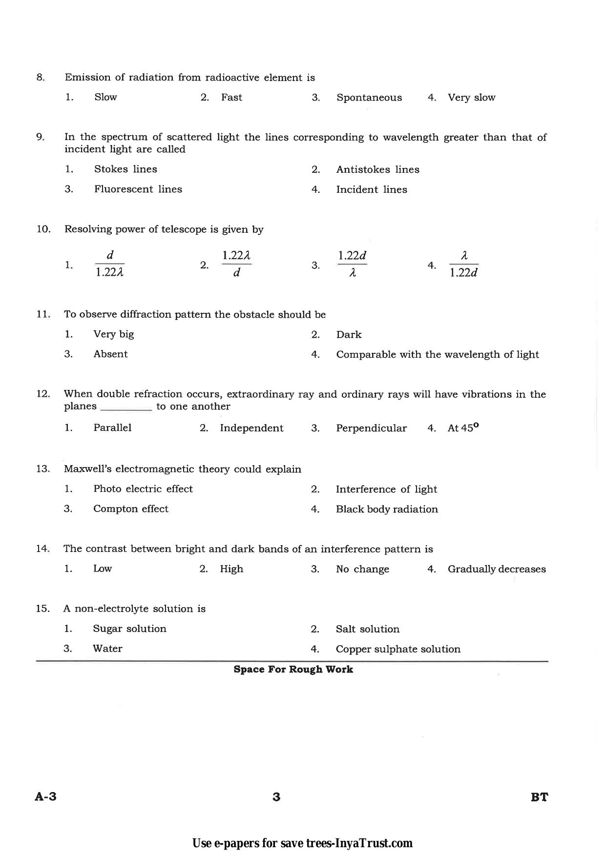 Karnataka Diploma CET- 2015 Biotechnology Question Paper - IndCareer Docs