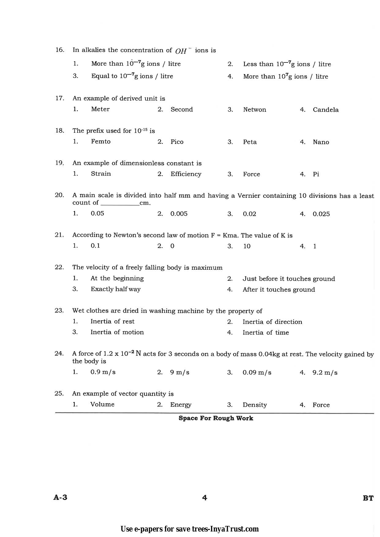 Karnataka Diploma CET- 2015 Biotechnology Question Paper - IndCareer Docs