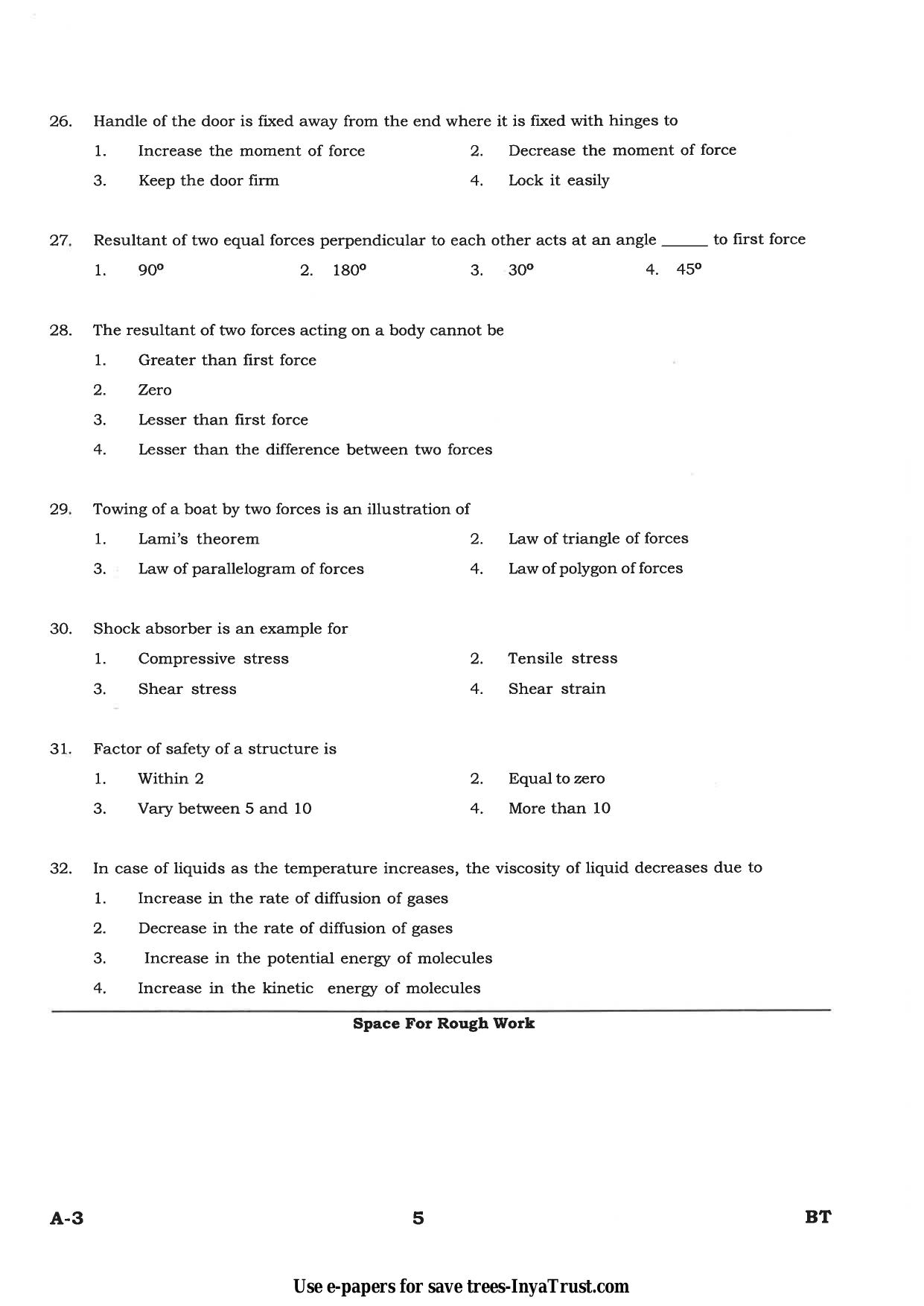 Karnataka Diploma CET- 2015 Biotechnology Question Paper - IndCareer Docs