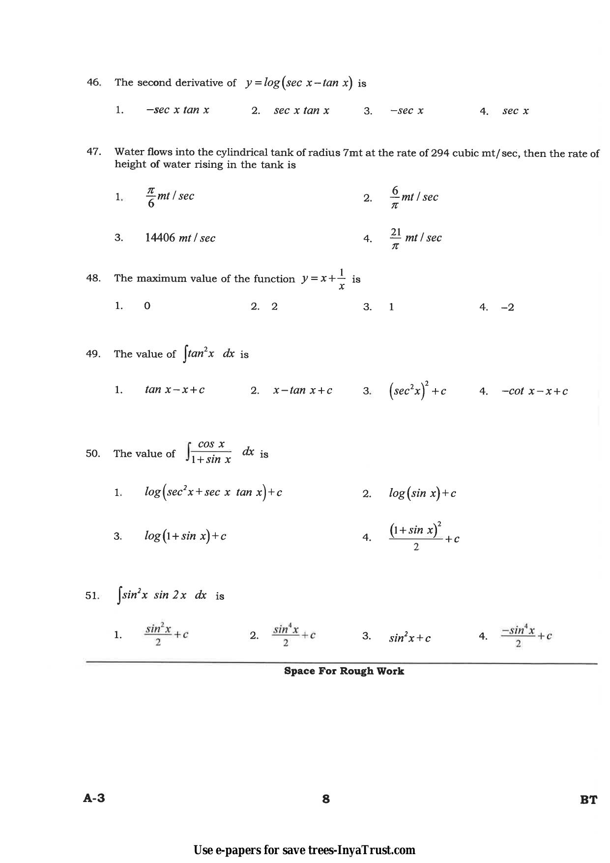 Karnataka Diploma CET- 2015 Biotechnology Question Paper - IndCareer Docs