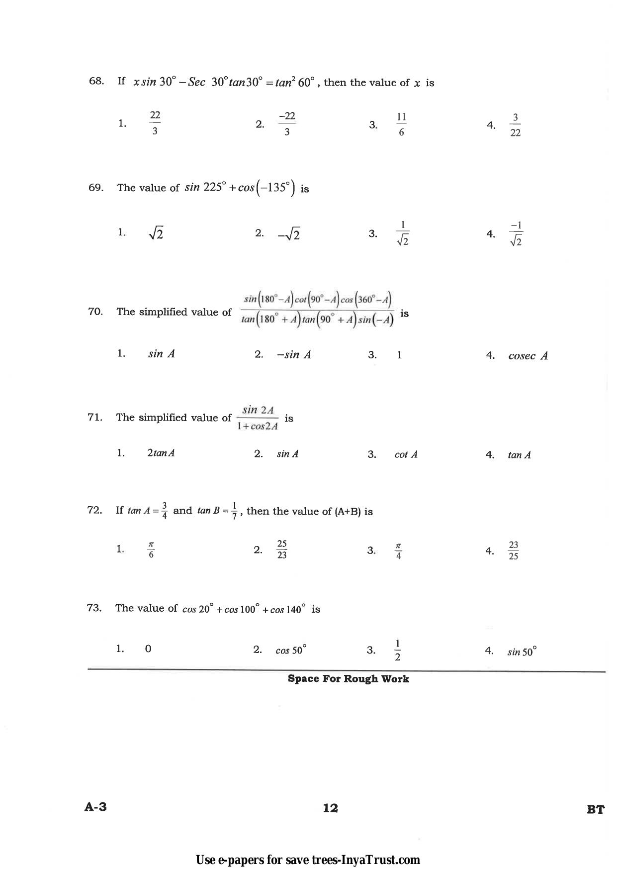 Karnataka Diploma CET- 2015 Biotechnology Question Paper - IndCareer Docs