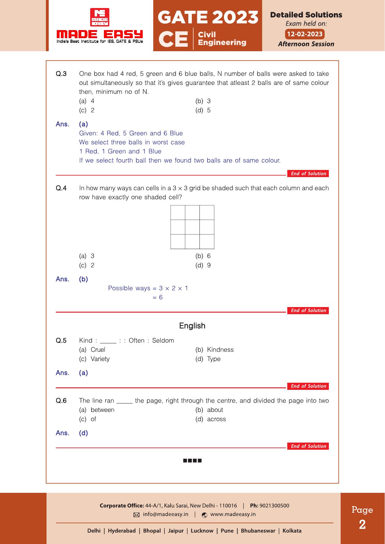 GATE 2023 Civil Engineering (CE) Afteroon Session (12th Feb 2023 ...
