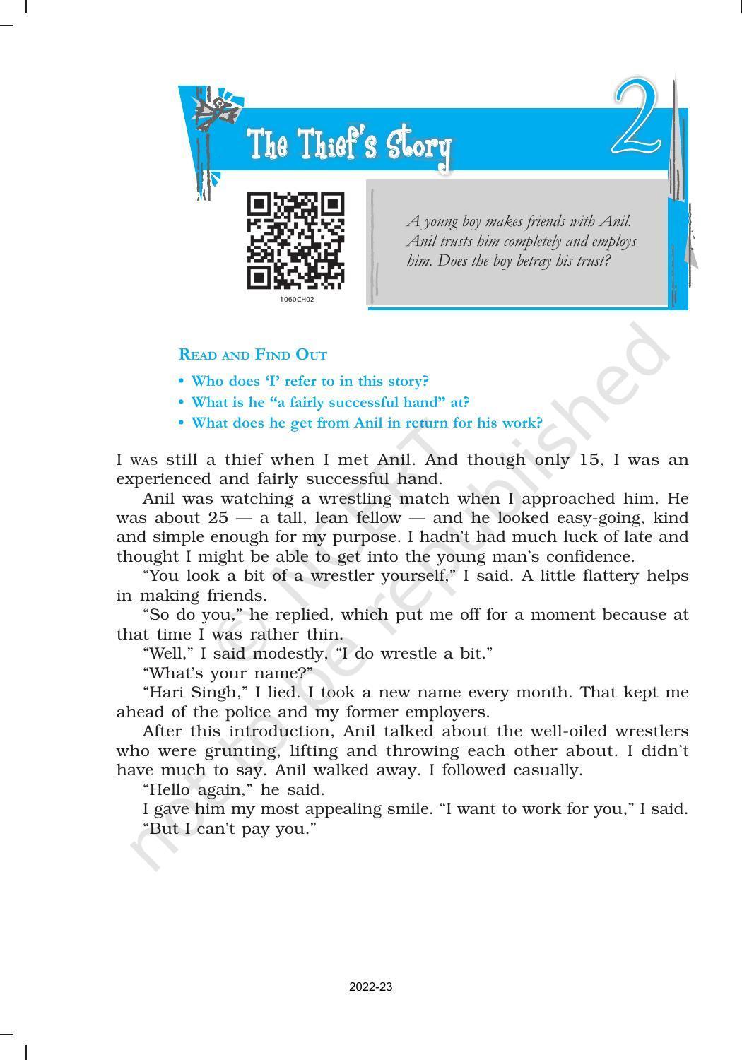 NCERT Book for Class 10 English Chapter 2 The Thief’s Story