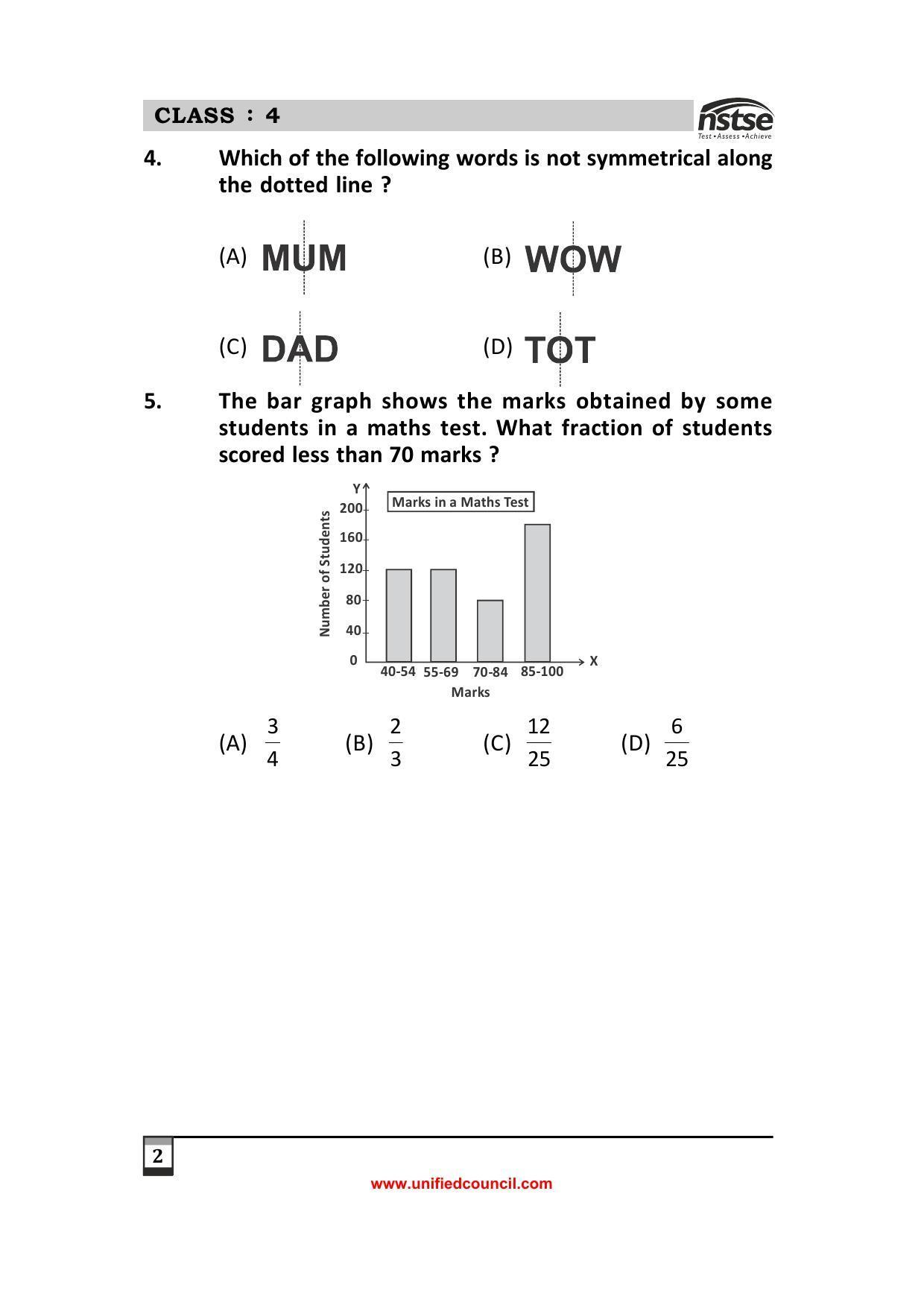 NSTSE Sample Paper for Class 4 - IndCareer Schools