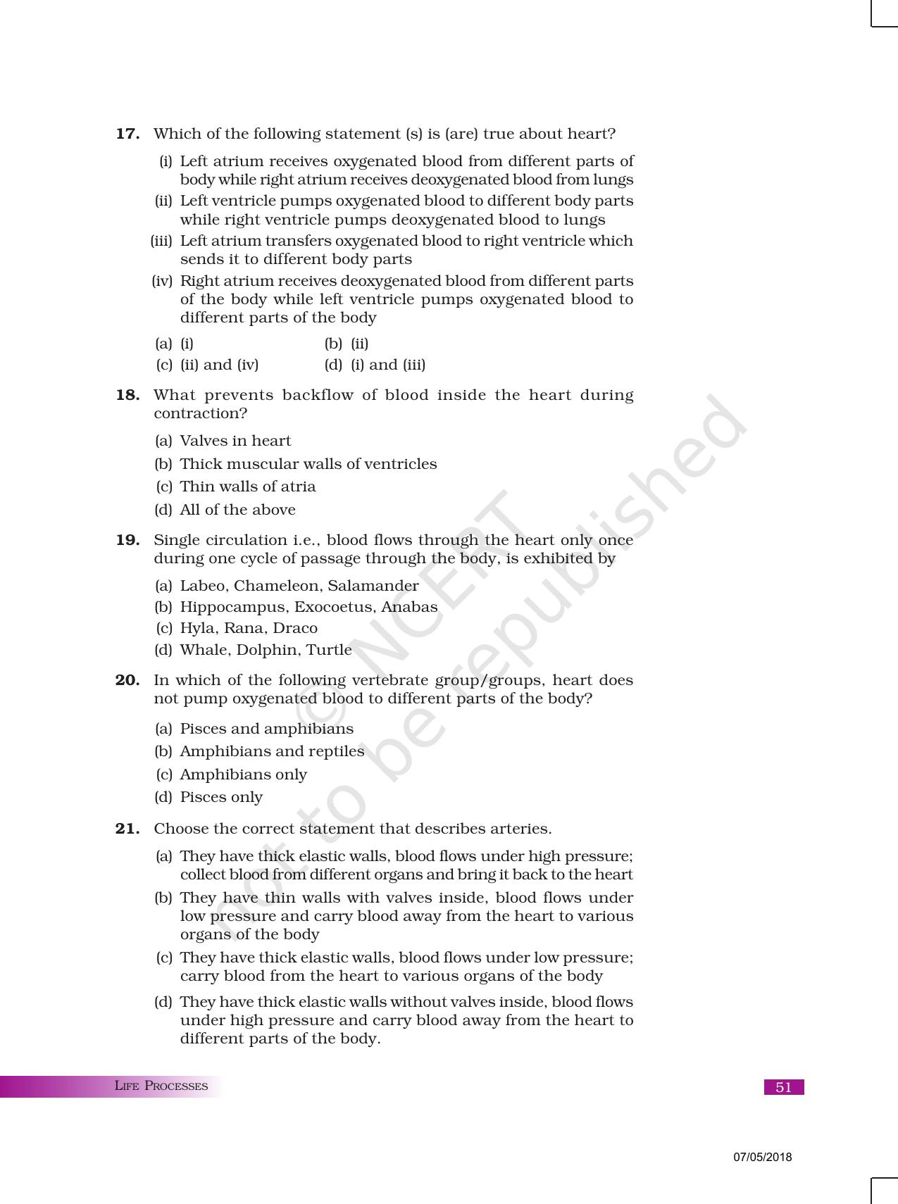 NCERT Exemplar Book for Class 10 Science Chapter 6 Life Processes