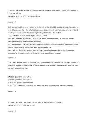 IIITH UGEE SUPR Sample Questions - IndCareer Docs