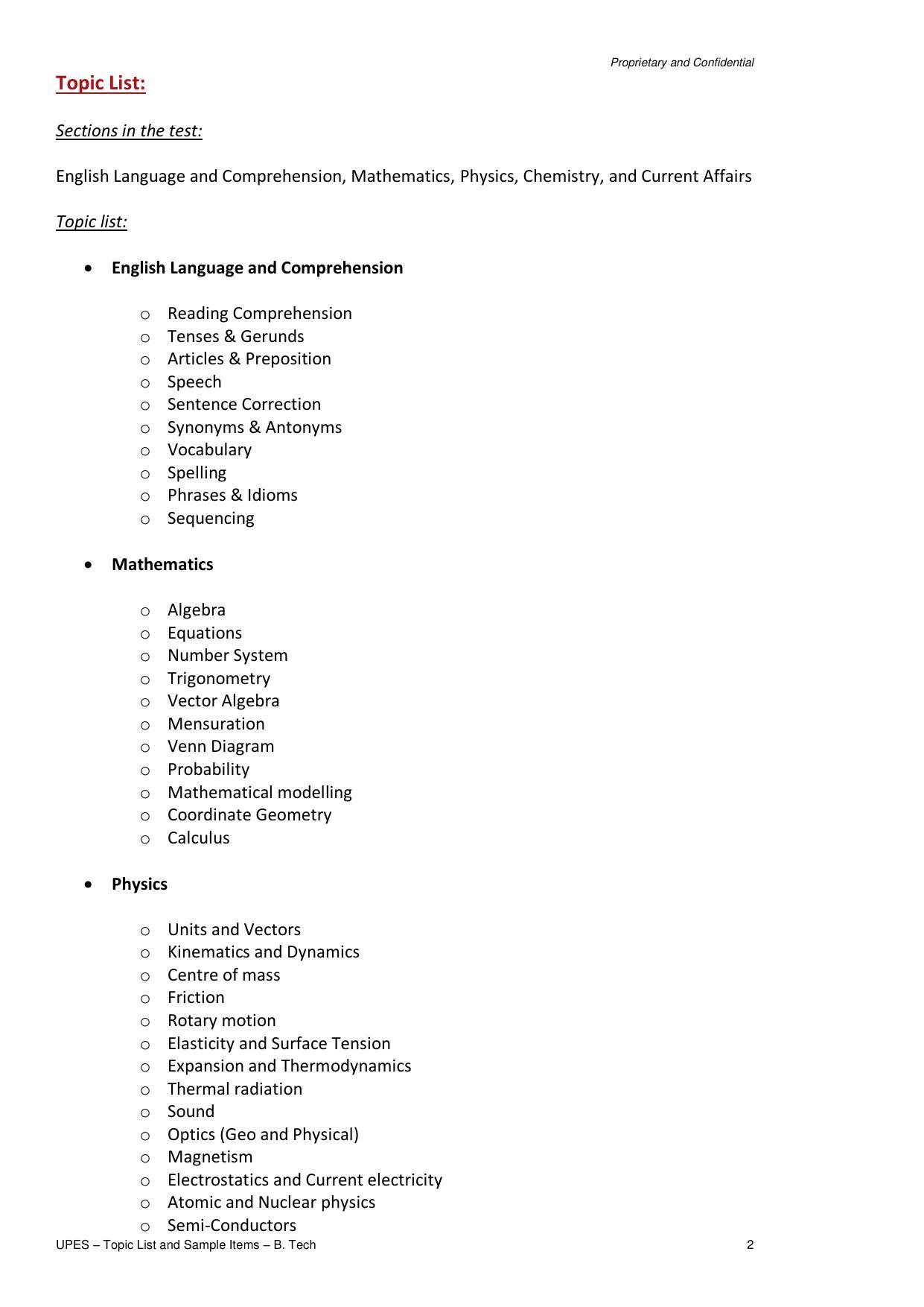 UPES B.Tech Sample Papers - IndCareer Docs