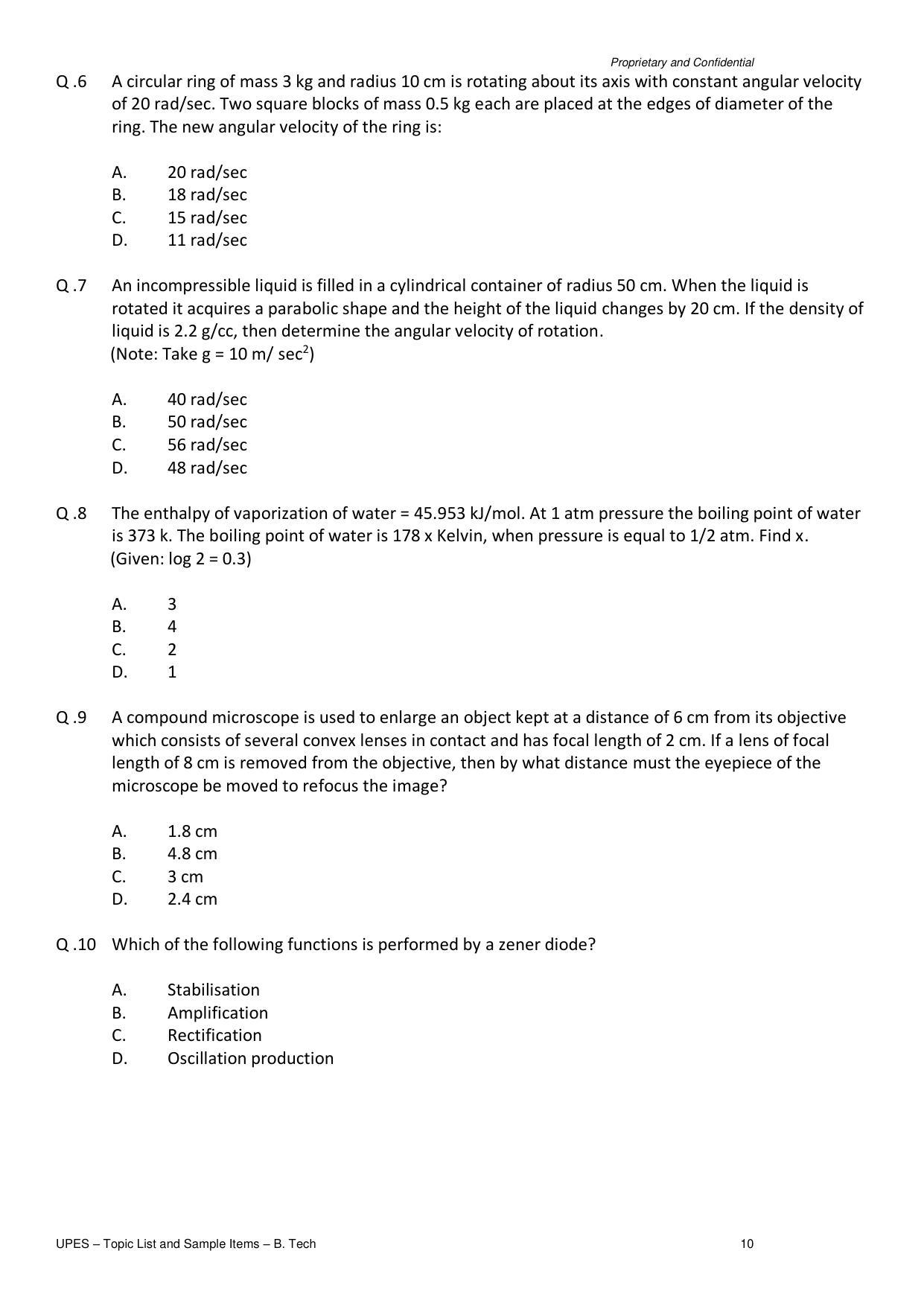 UPES B.Tech Sample Papers - IndCareer Docs