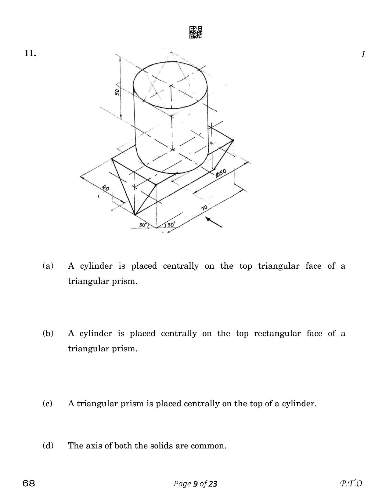 CBSE Class 12 Engineering Graphics (Compartment) 2023 Question Paper ...