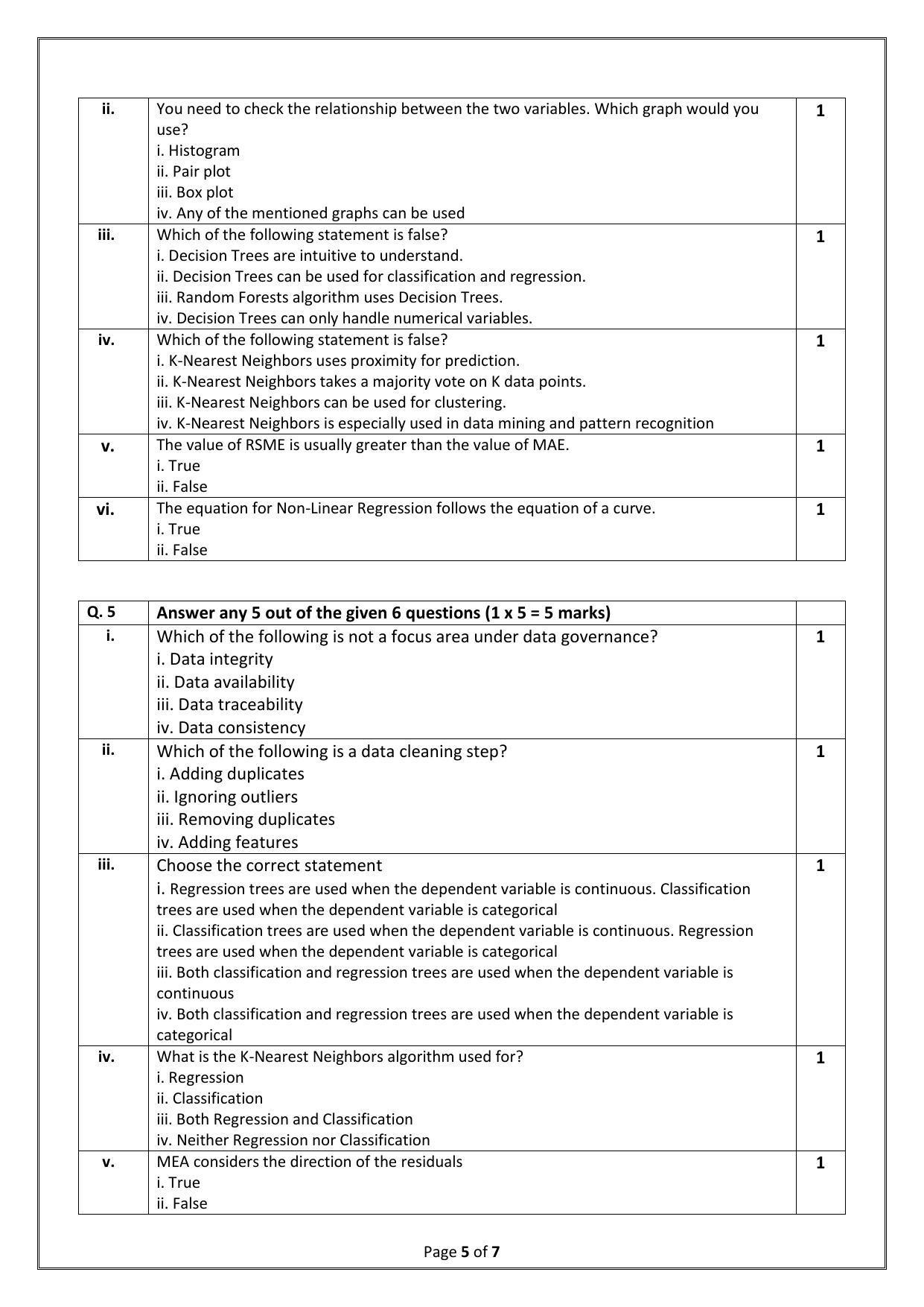 CBSE Class 12 Data Science Sample Paper - IndCareer Schools