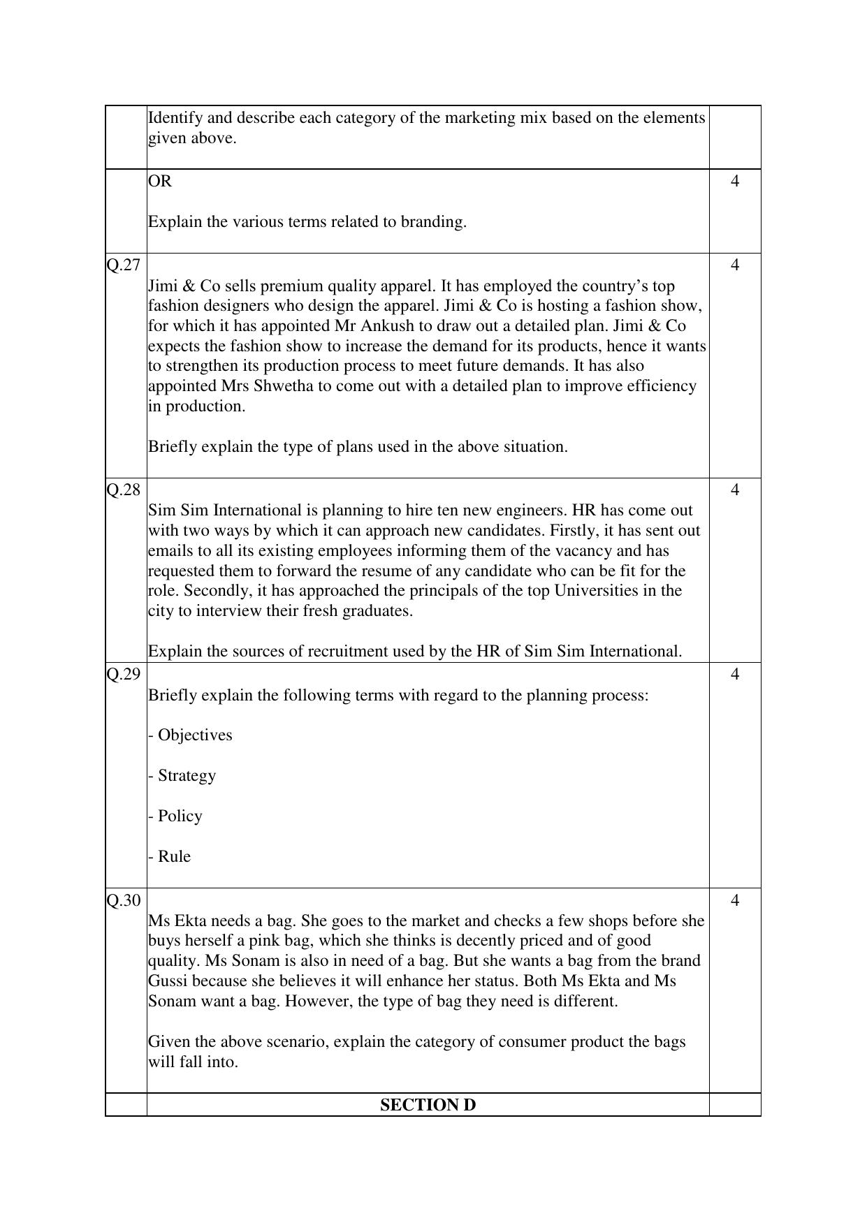 CBSE Class 12 Business Studies Practice Questions 2022-23 - IndCareer Docs