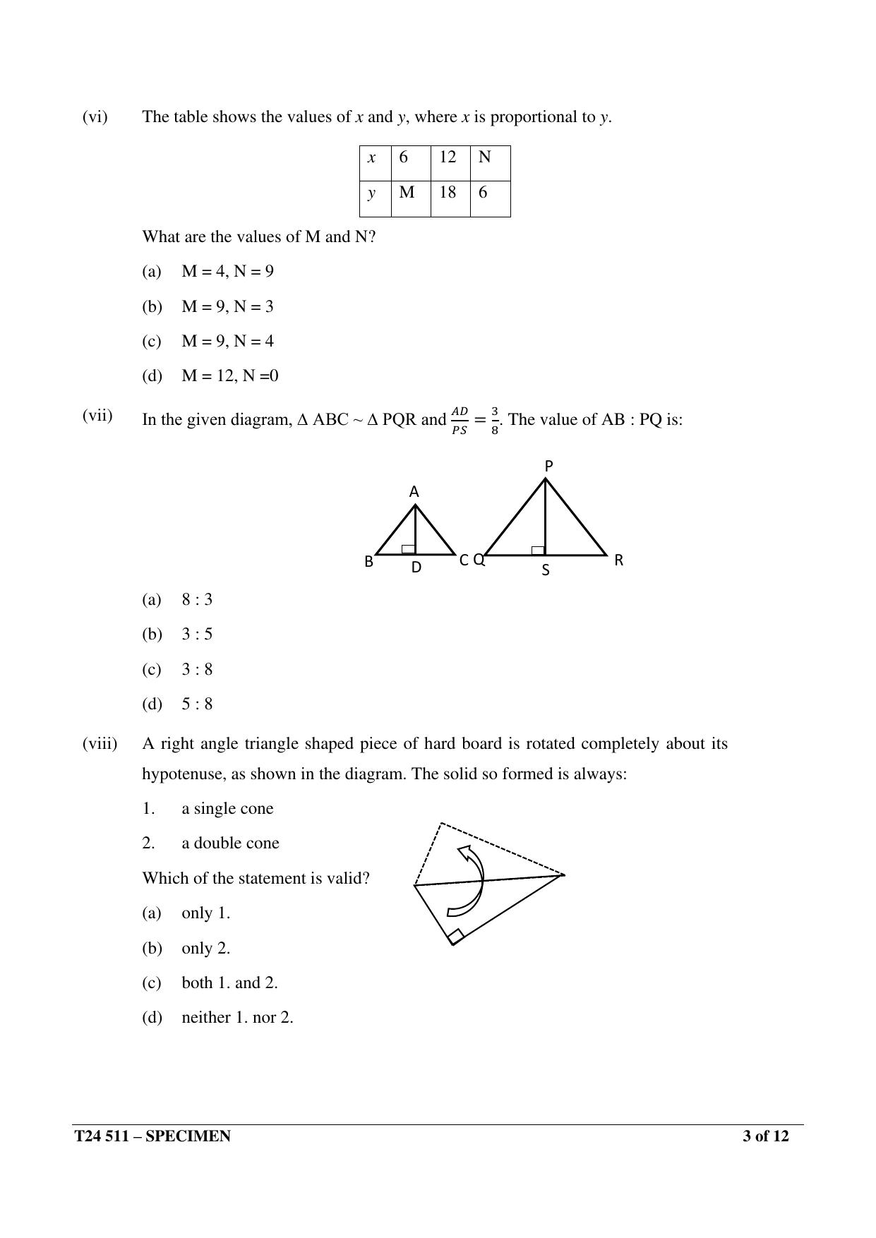 ICSE Class 10 Mathematics Sample Paper - IndCareer Schools