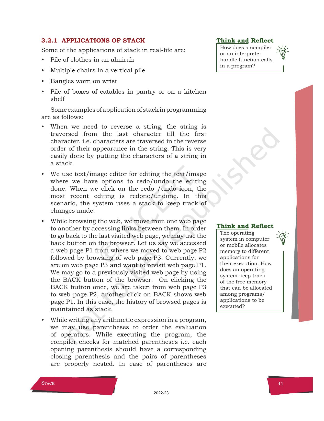 Ncert Book For Class 12 Computer Science Chapter 3 Stack