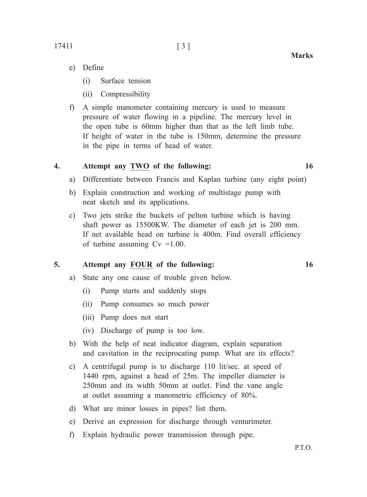 MSBTE Winter Question Paper 2019 - Fluid Mechanics and Machinery ...
