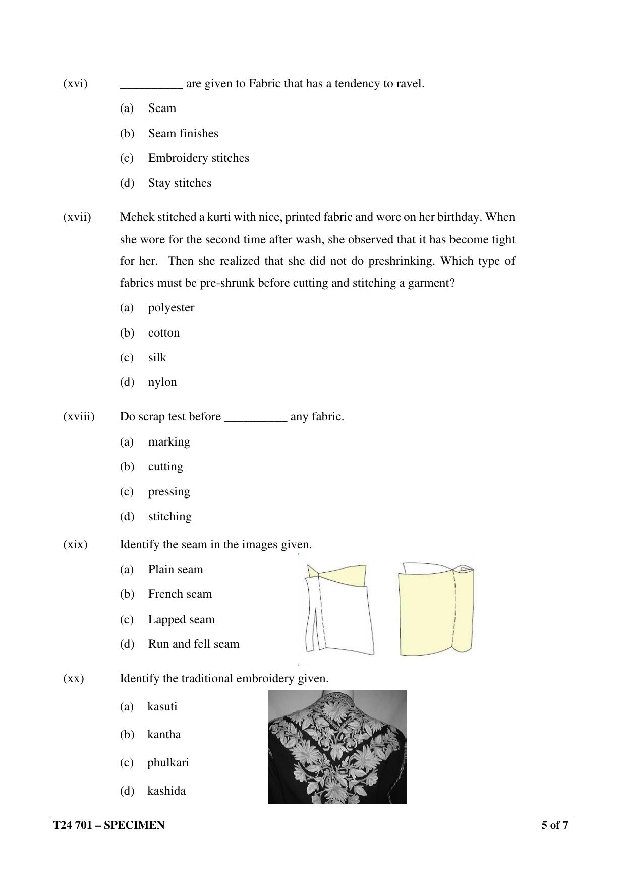 ICSE Class 10 Fashion Designing Sample Paper - IndCareer Schools