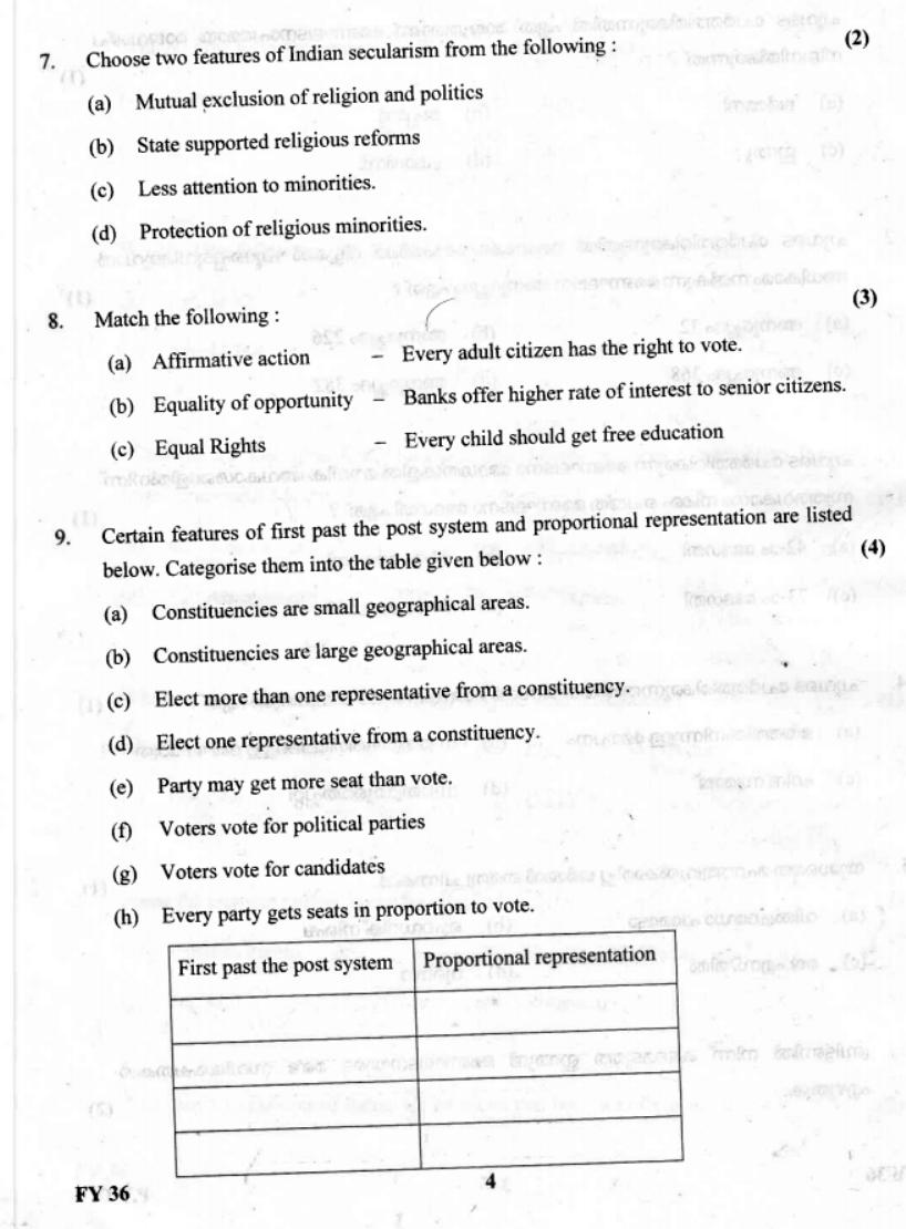 Kerala Plus One 2019 Political Science Question Paper - IndCareer Docs