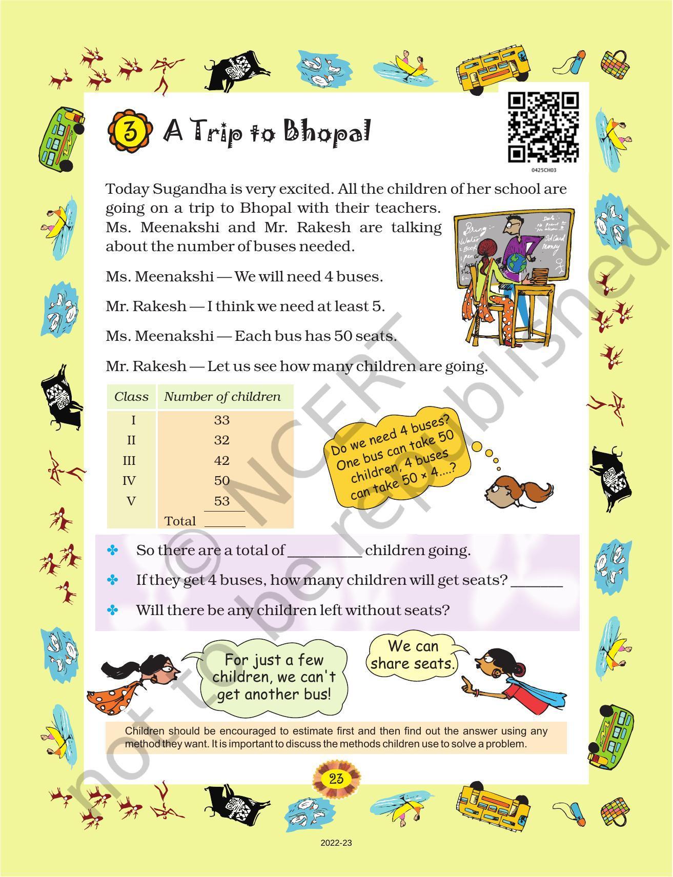 NCERT Book for Class 4 Maths Chapter 3 A Trip to Bhopal - IndCareer Schools