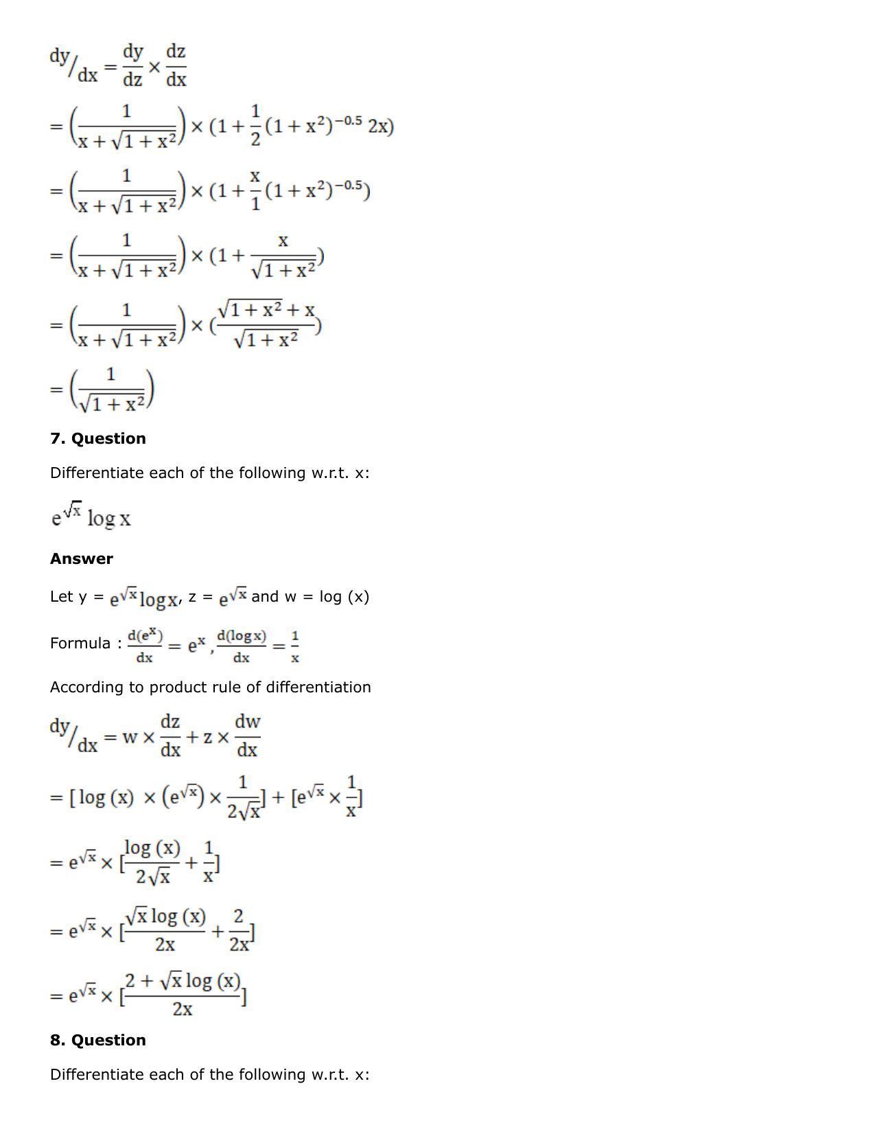RS Aggarwal Solutions for 12th Class Maths Chapter 10-Differentiation ...
