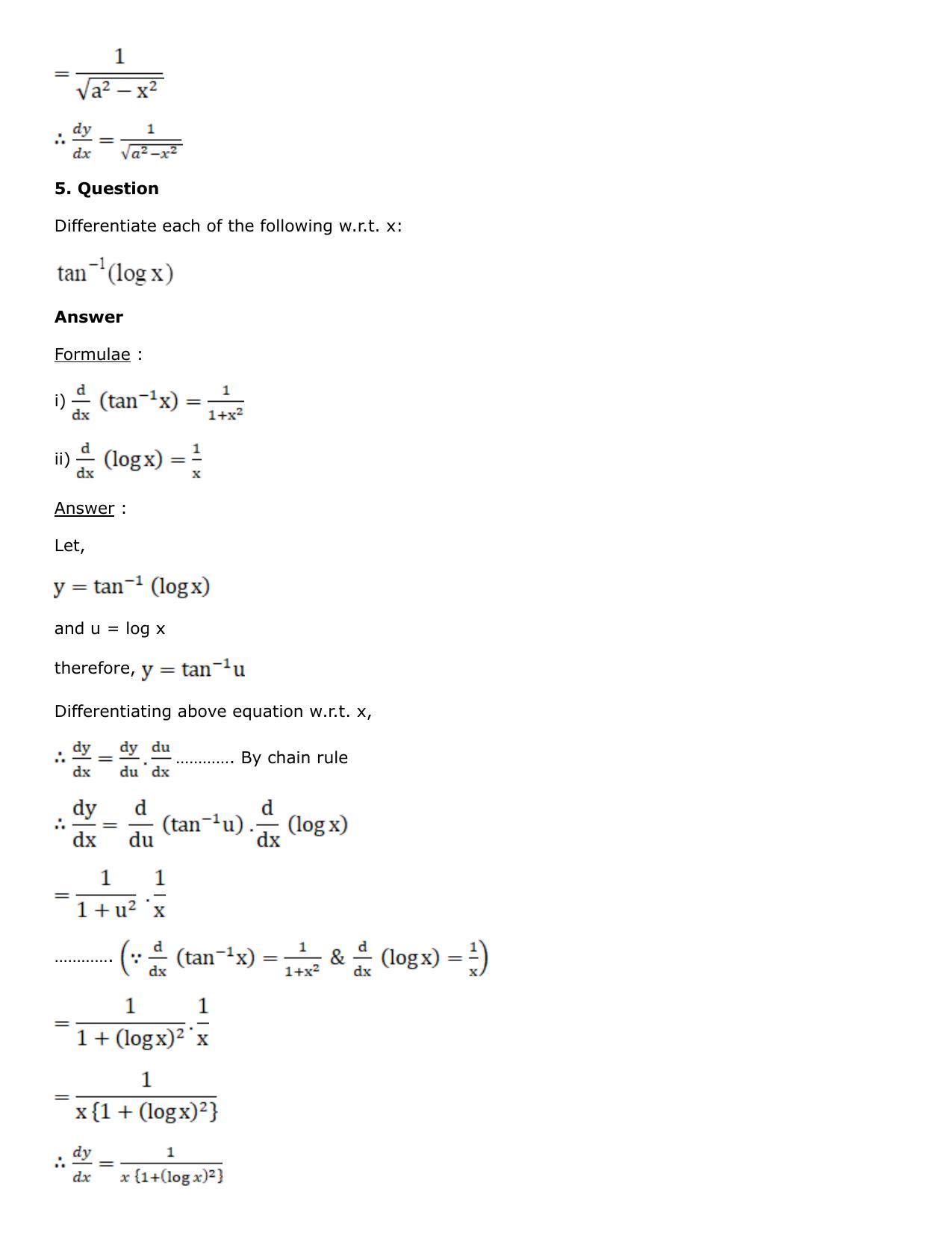 RS Aggarwal Solutions for 12th Class Maths Chapter 10-Differentiation ...