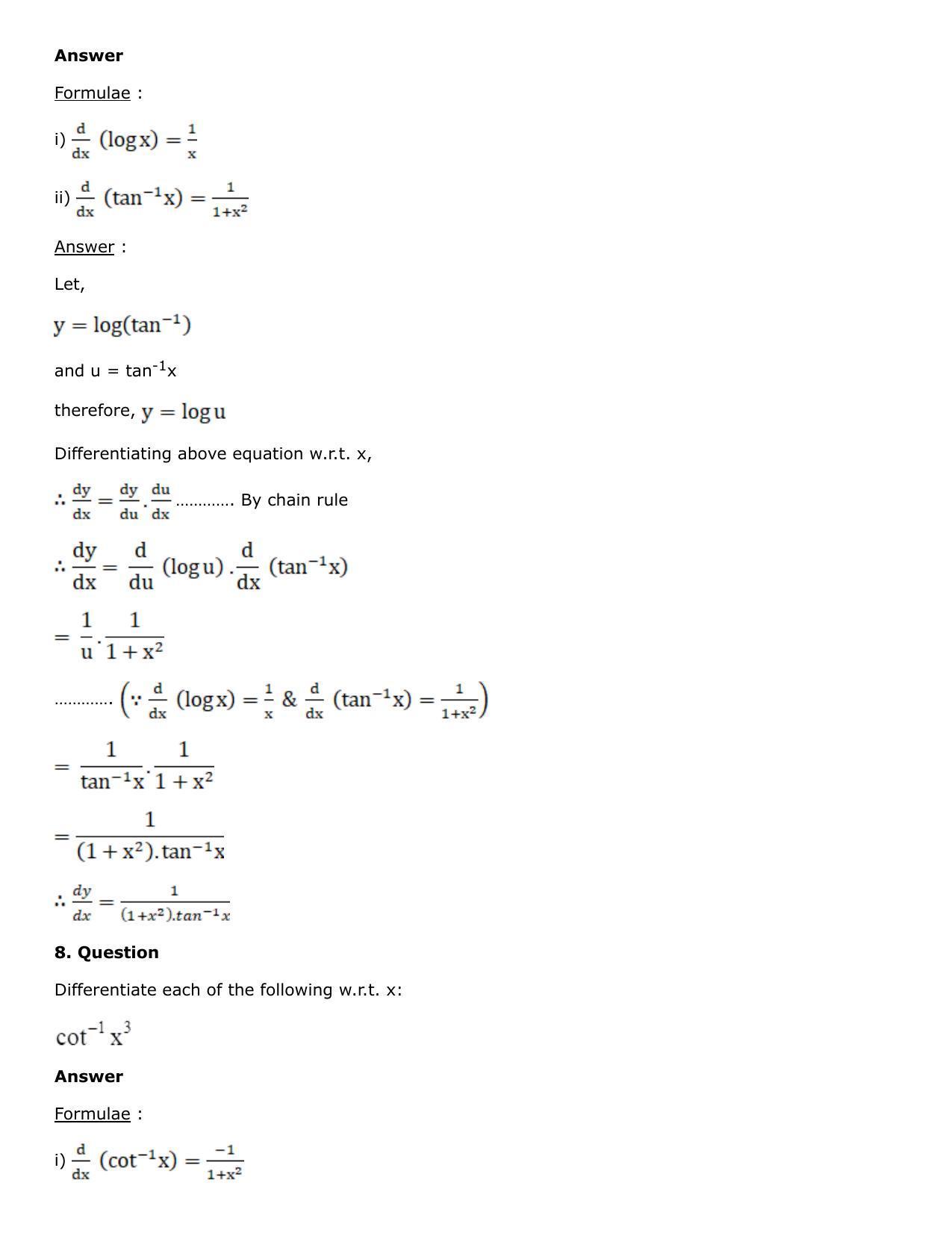 RS Aggarwal Solutions for 12th Class Maths Chapter 10-Differentiation ...
