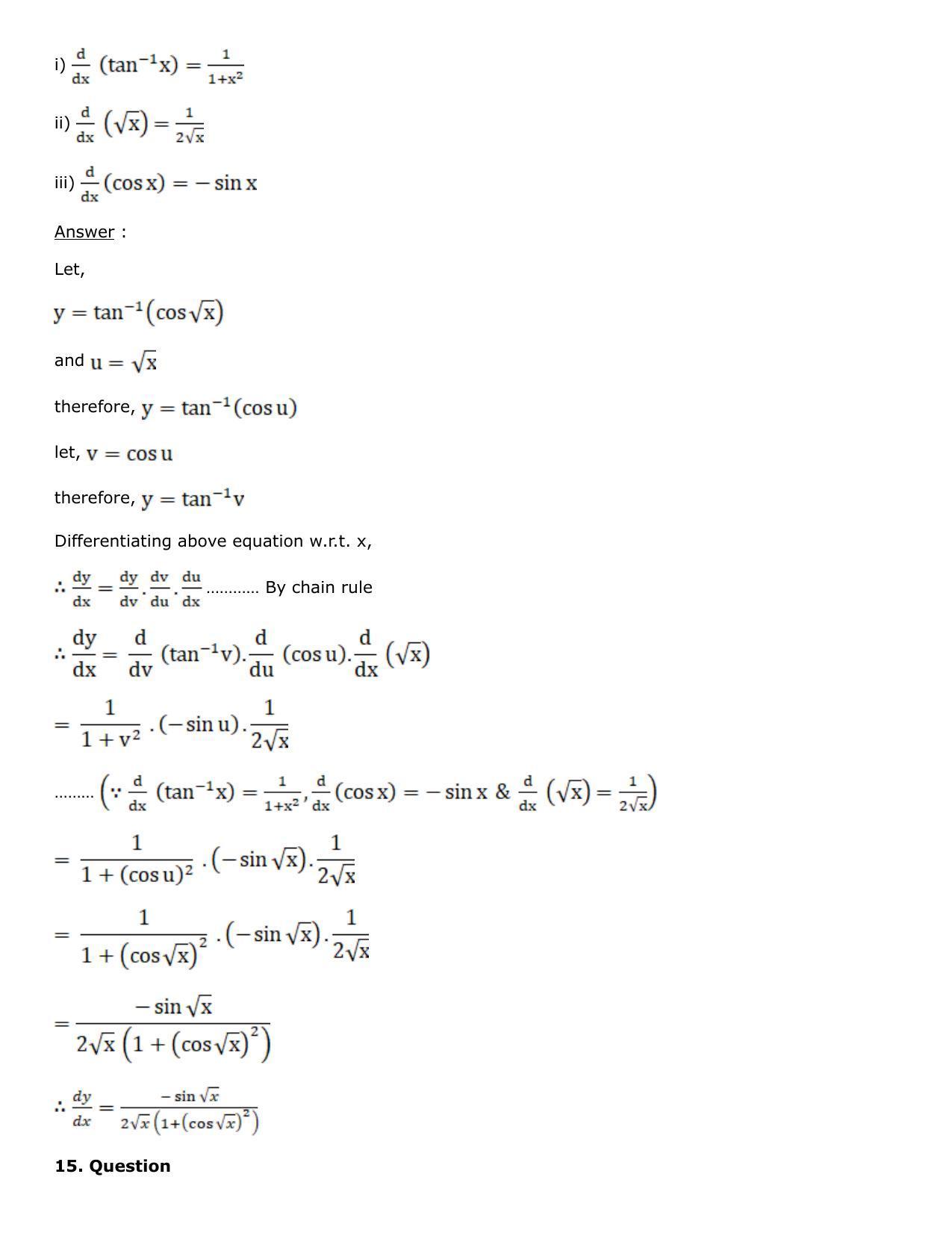 RS Aggarwal Solutions for 12th Class Maths Chapter 10-Differentiation ...