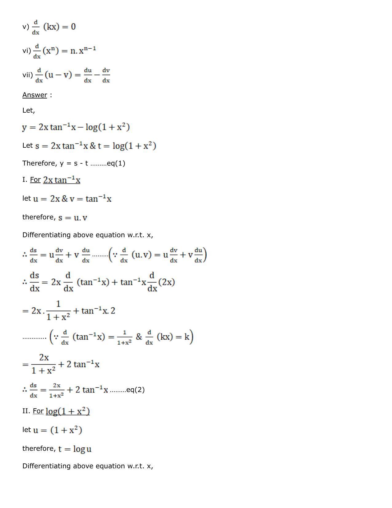 RS Aggarwal Solutions for 12th Class Maths Chapter 10-Differentiation ...