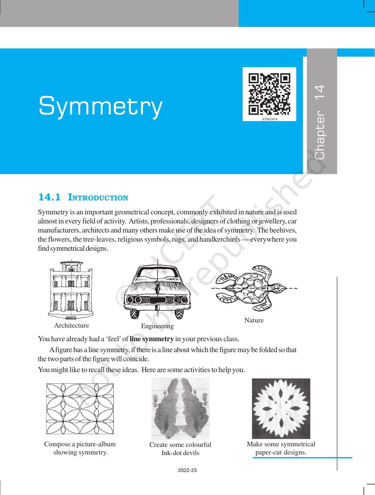 NCERT Book for Class 7 Maths: Chapter 14-Symmetry - IndCareer Schools