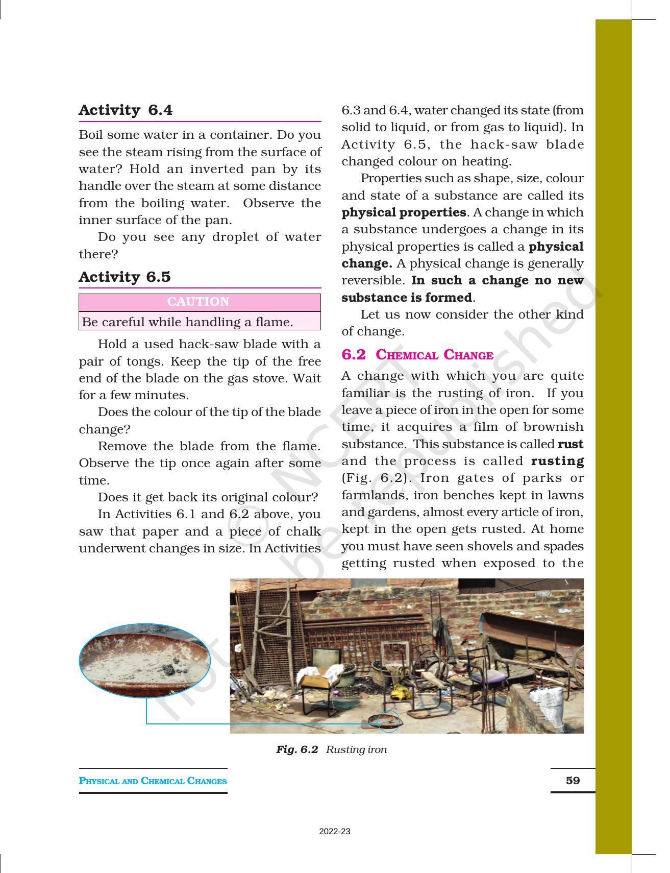NCERT Book for Class 7 Science: Chapter 6-Physical and Chemical Changes ...