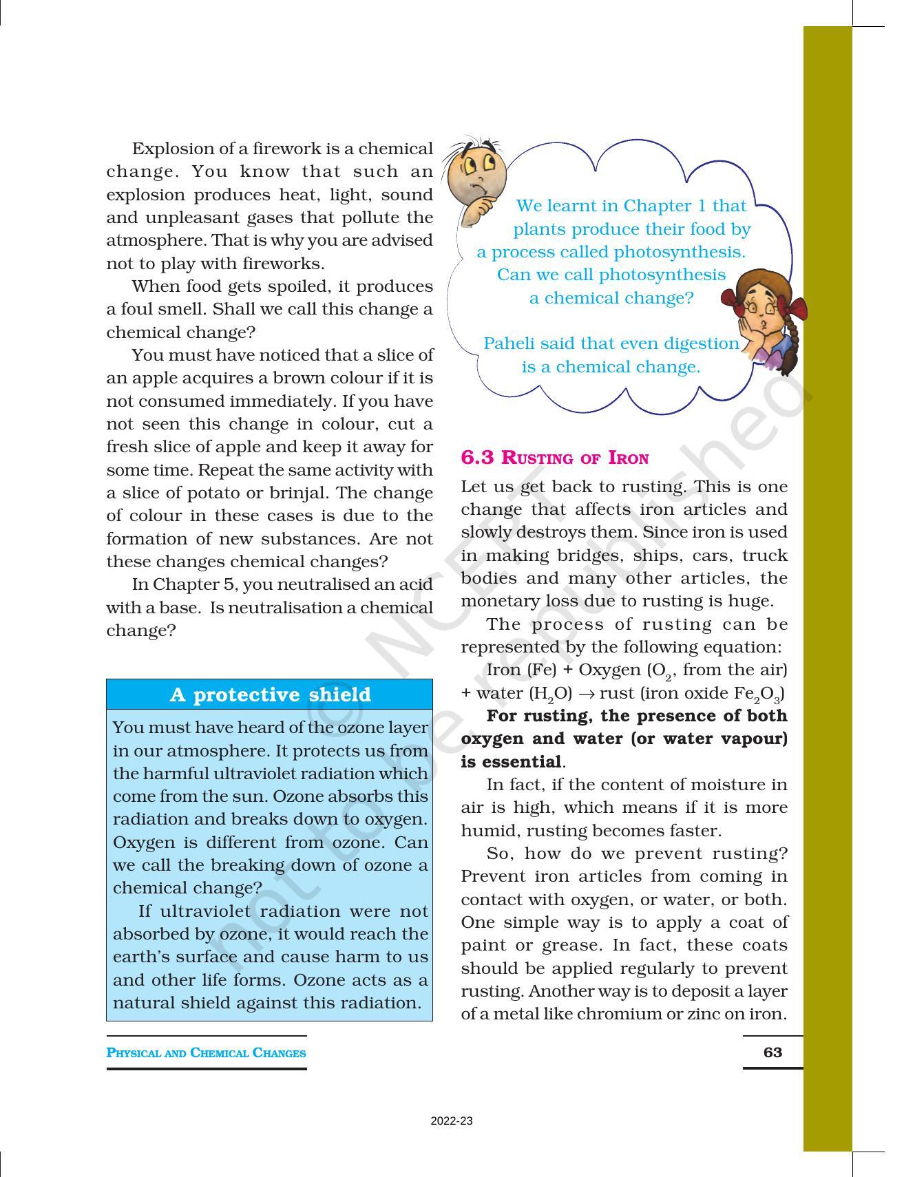 NCERT Book for Class 7 Science: Chapter 6-Physical and Chemical Changes ...