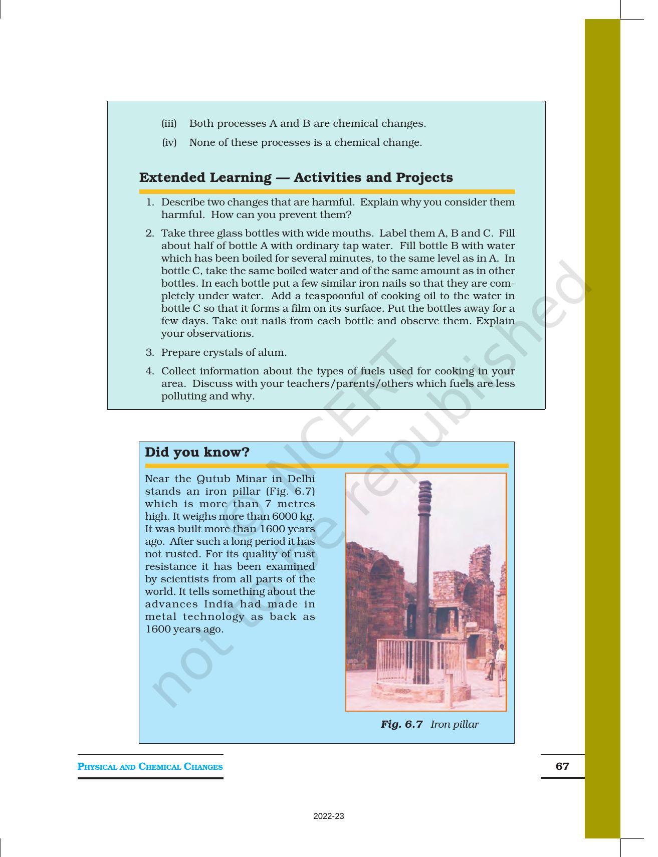 NCERT Book for Class 7 Science: Chapter 6-Physical and Chemical Changes ...