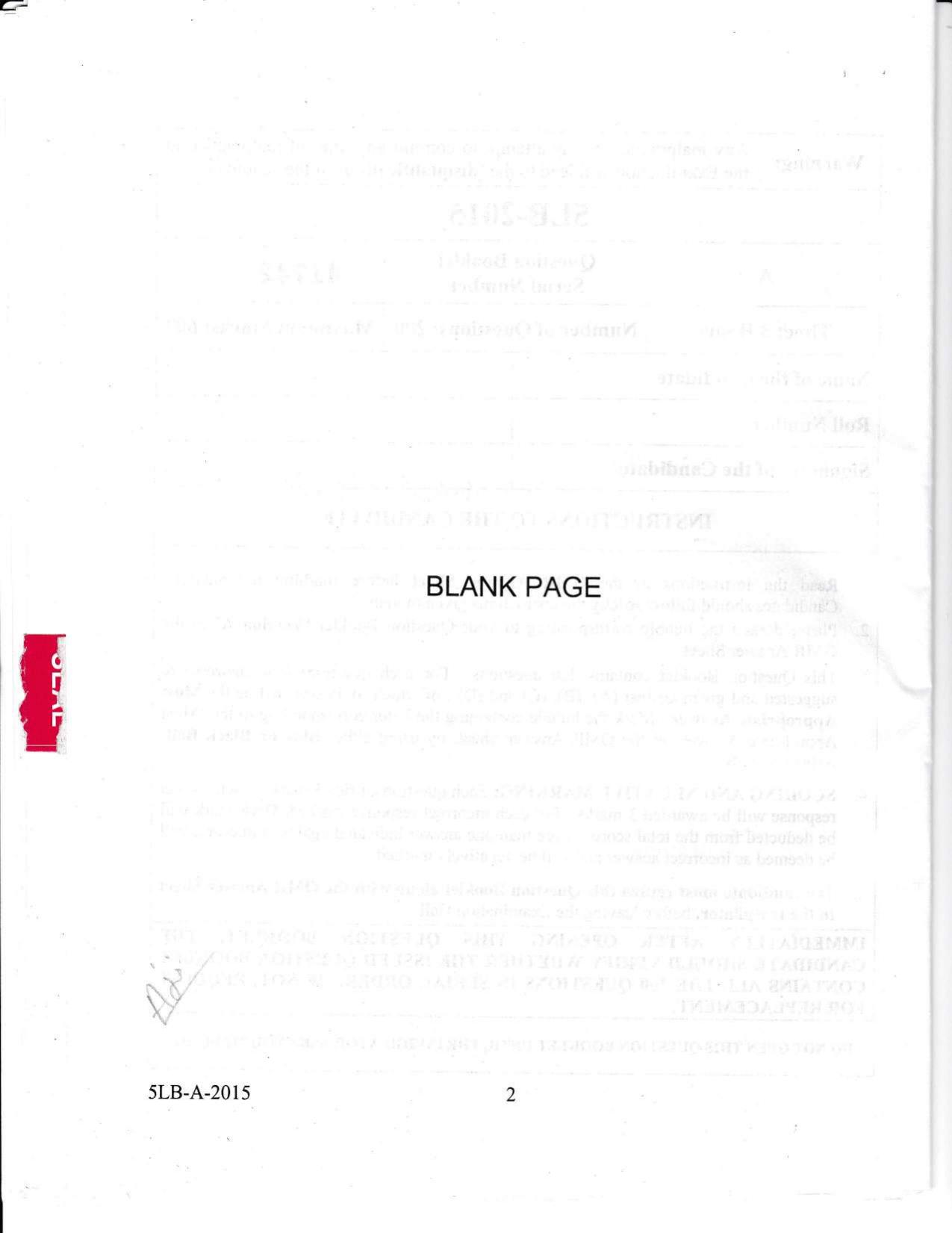 KLEE 5 Year LLB Exam 2015 Question Paper - IndCareer Docs