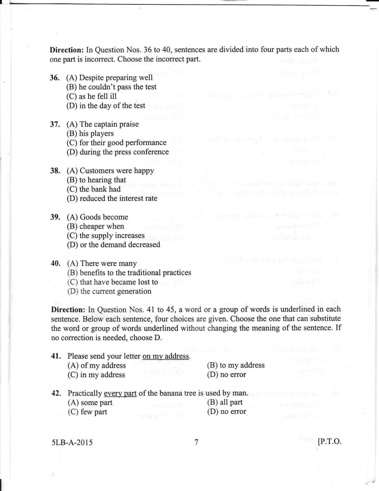 KLEE 5 Year LLB Exam 2015 Question Paper - IndCareer Docs