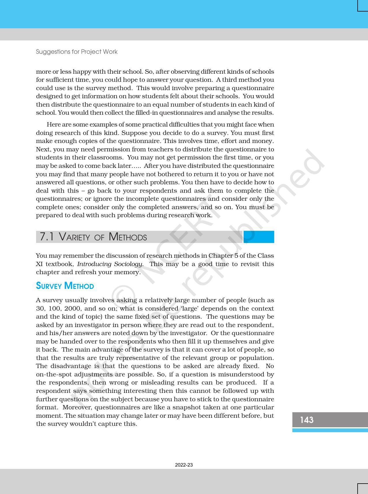 NCERT Book for Class 12 Sociology Chapter 7 Suggestions