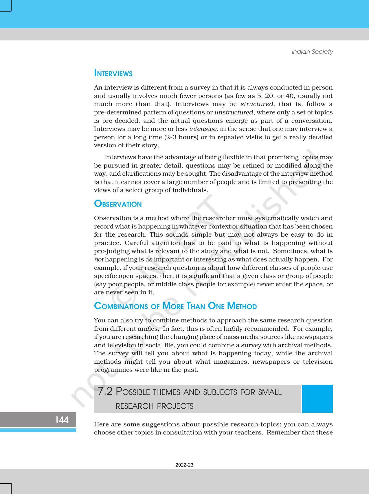 NCERT Book for Class 12 Sociology Chapter 7 Suggestions