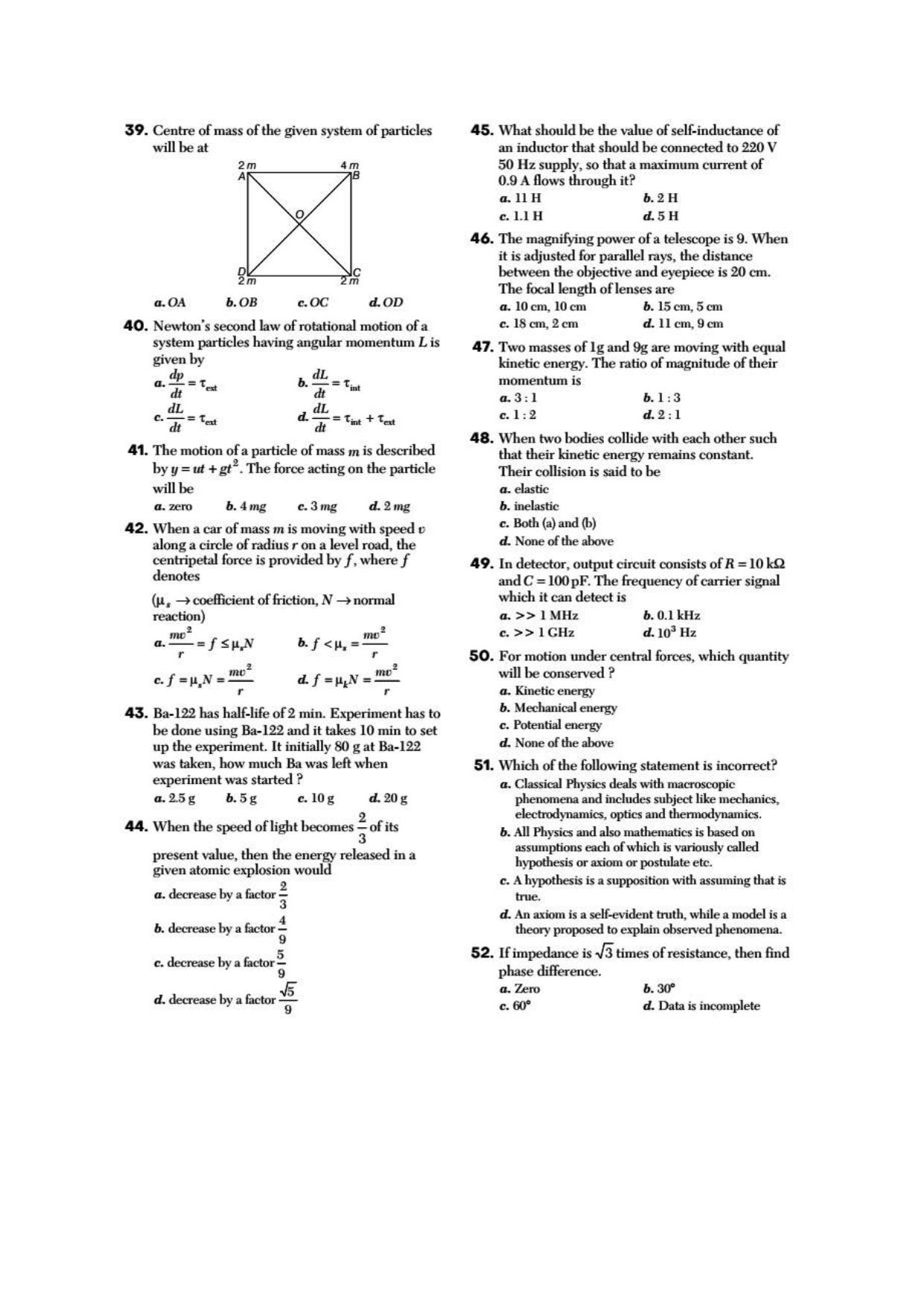 COMEDK UGET 2021 Question Paper - IndCareer Docs