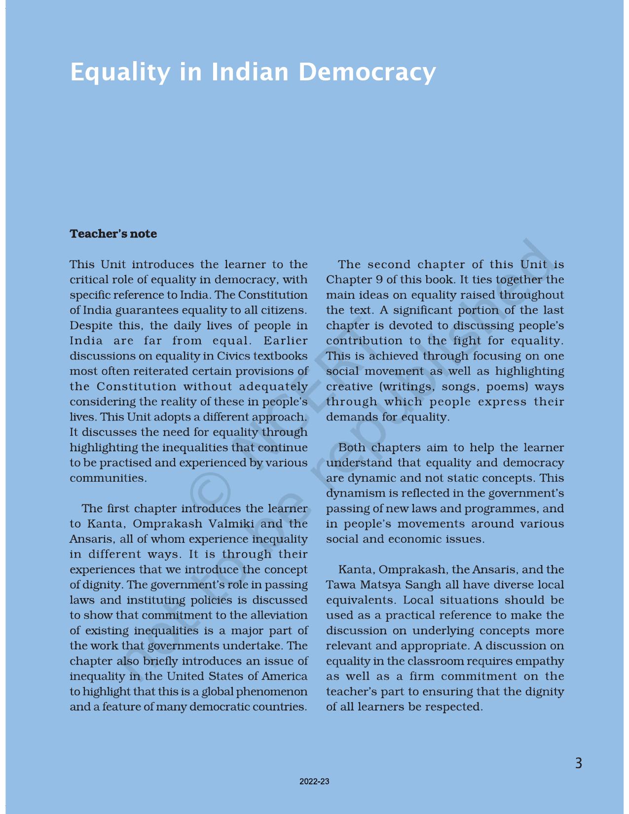 NCERT Book for Class 7 Social Science(Civics): Chapter 1-On Equality ...