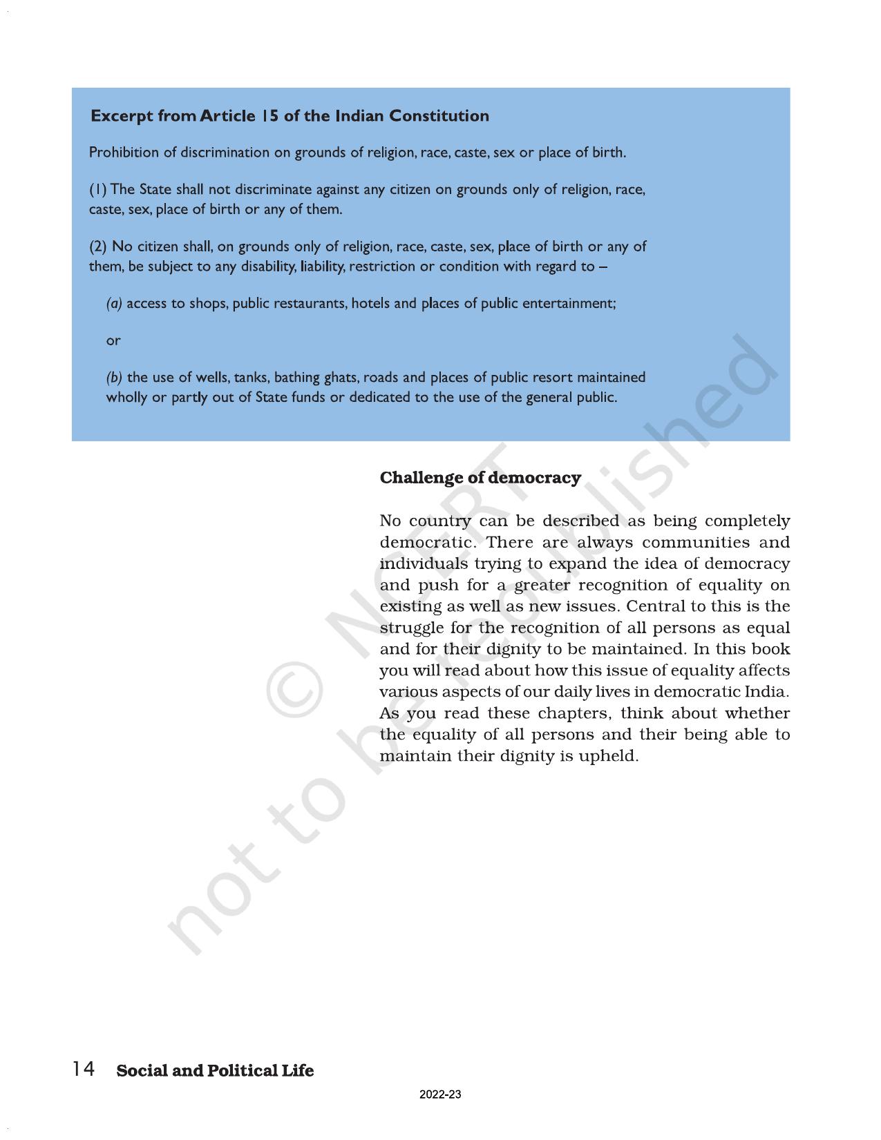 NCERT Book for Class 7 Social Science(Civics): Chapter 1-On Equality ...
