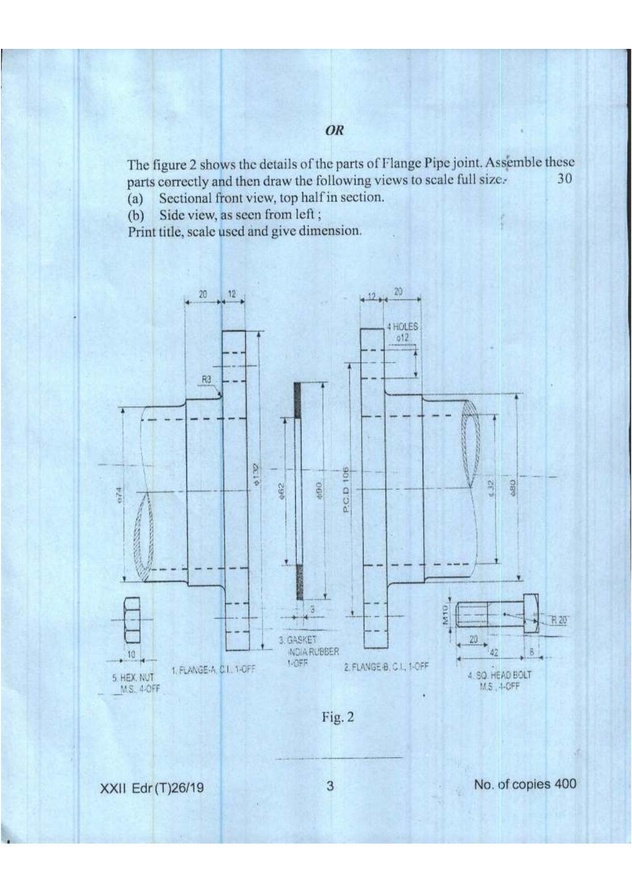 COHSEM Class 12 Engineering Drawing 2019 Question Papers - IndCareer Docs