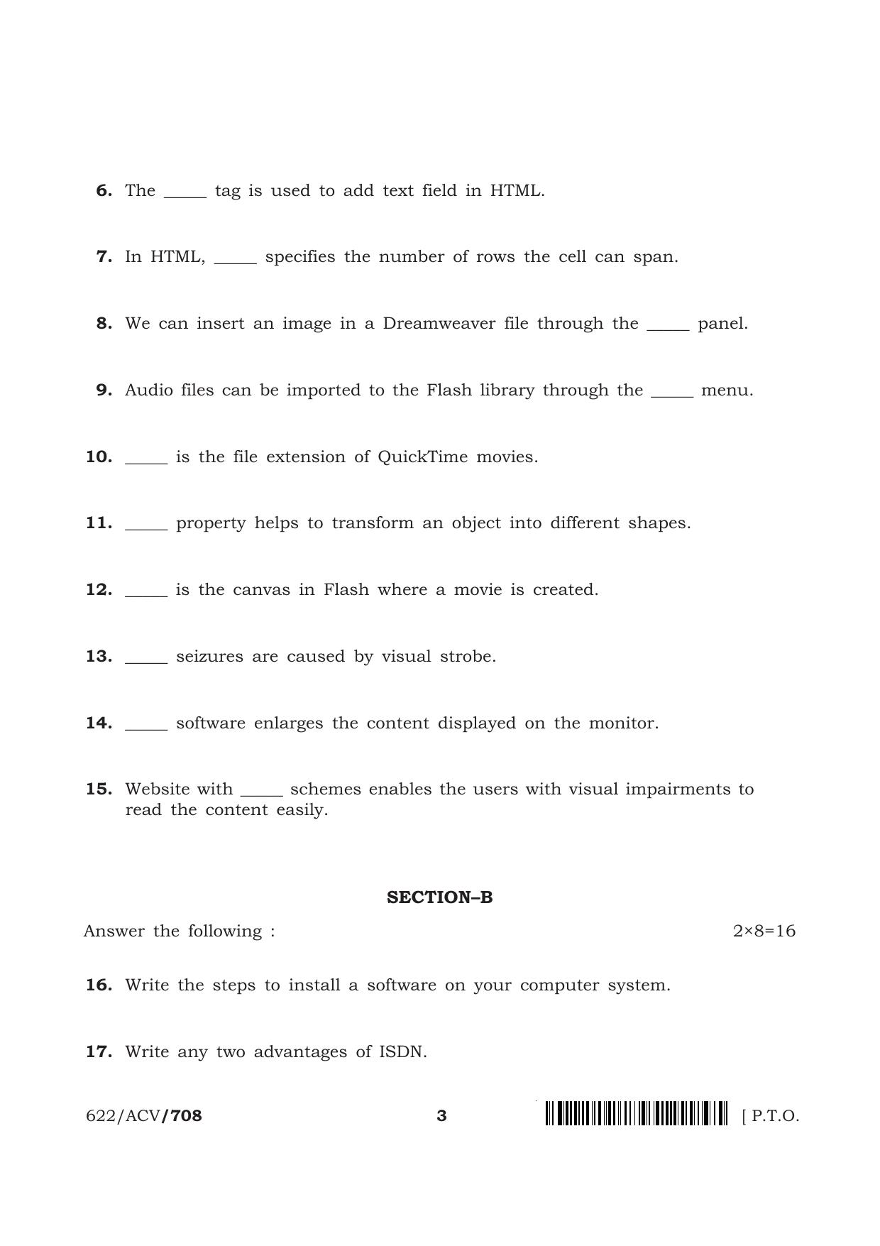 NIOS 2024 Class 12 Web Designing And Development Question Paper ...