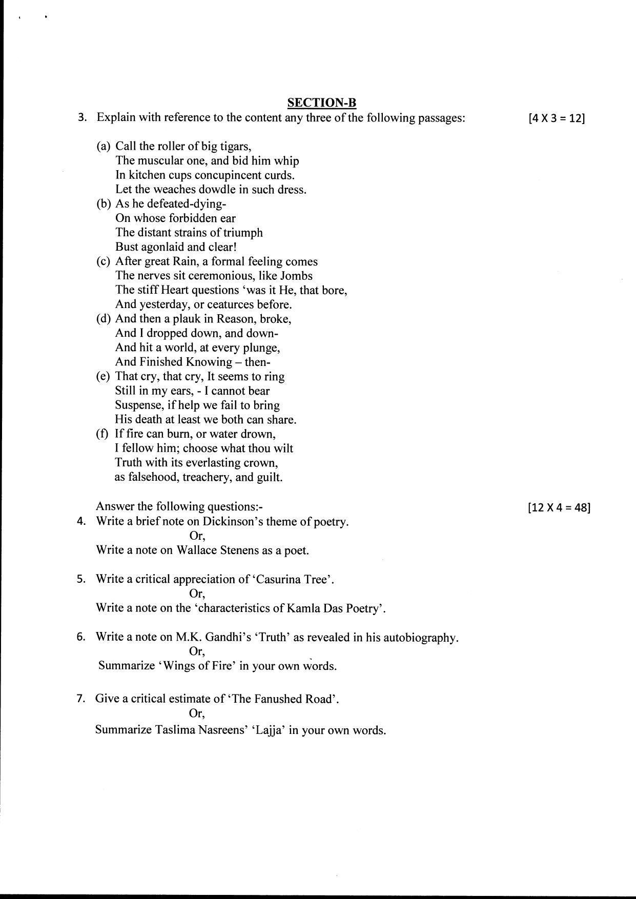 Bilaspur University Question Paper June 2022:M.A. English (Fourth ...