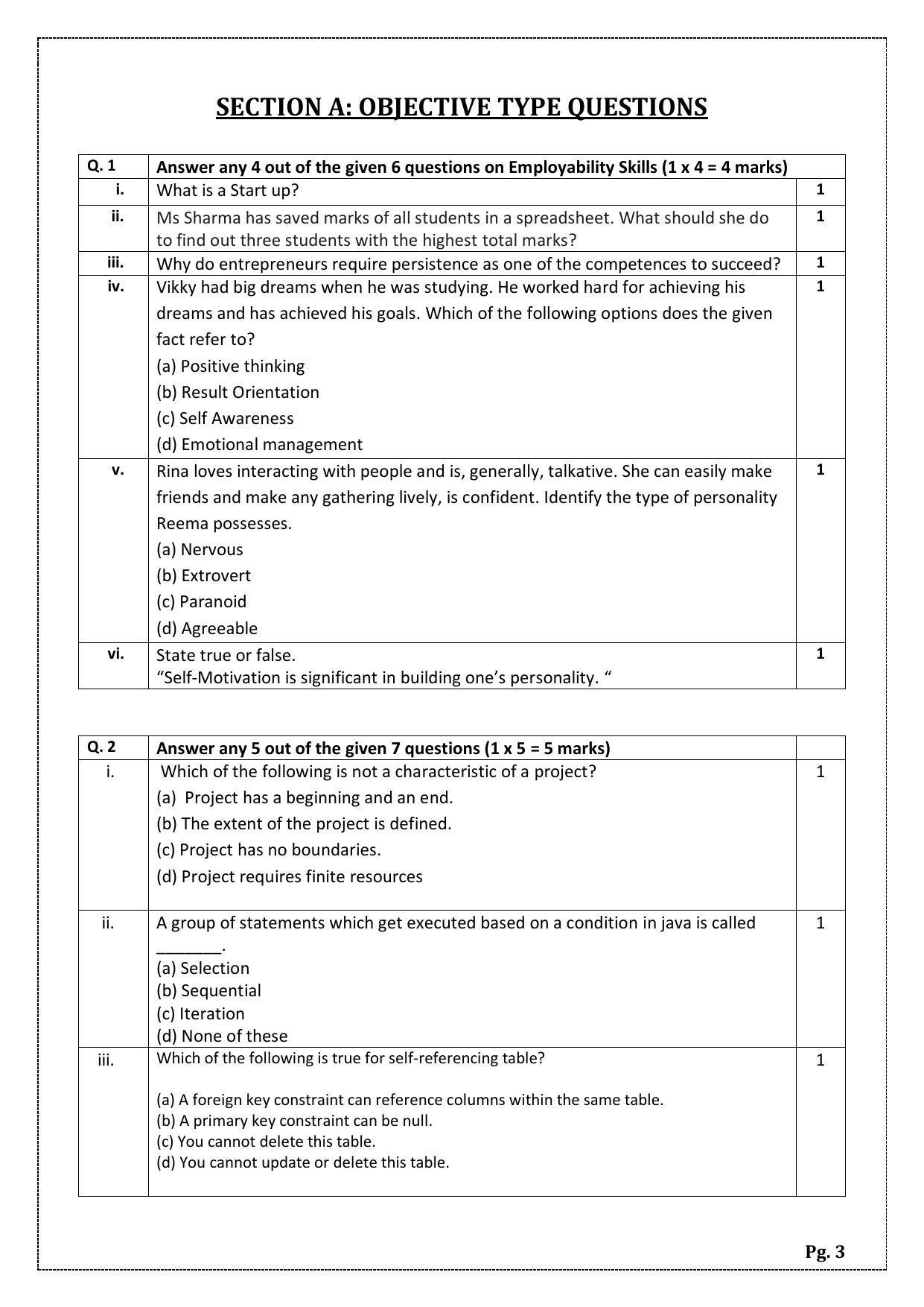 CBSE Class 12 Information Technology Sample Paper - IndCareer Schools