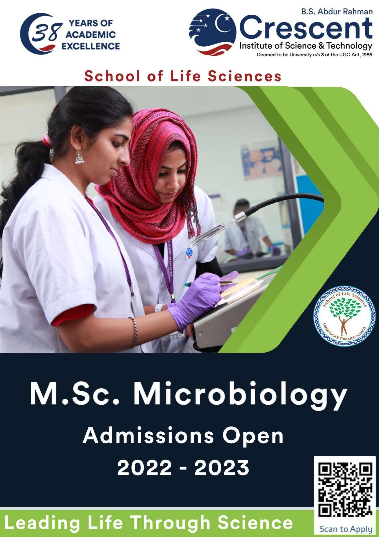 B.S. Abdur Rahman University M.Sc Microbiology Brochure 2022-23 ...