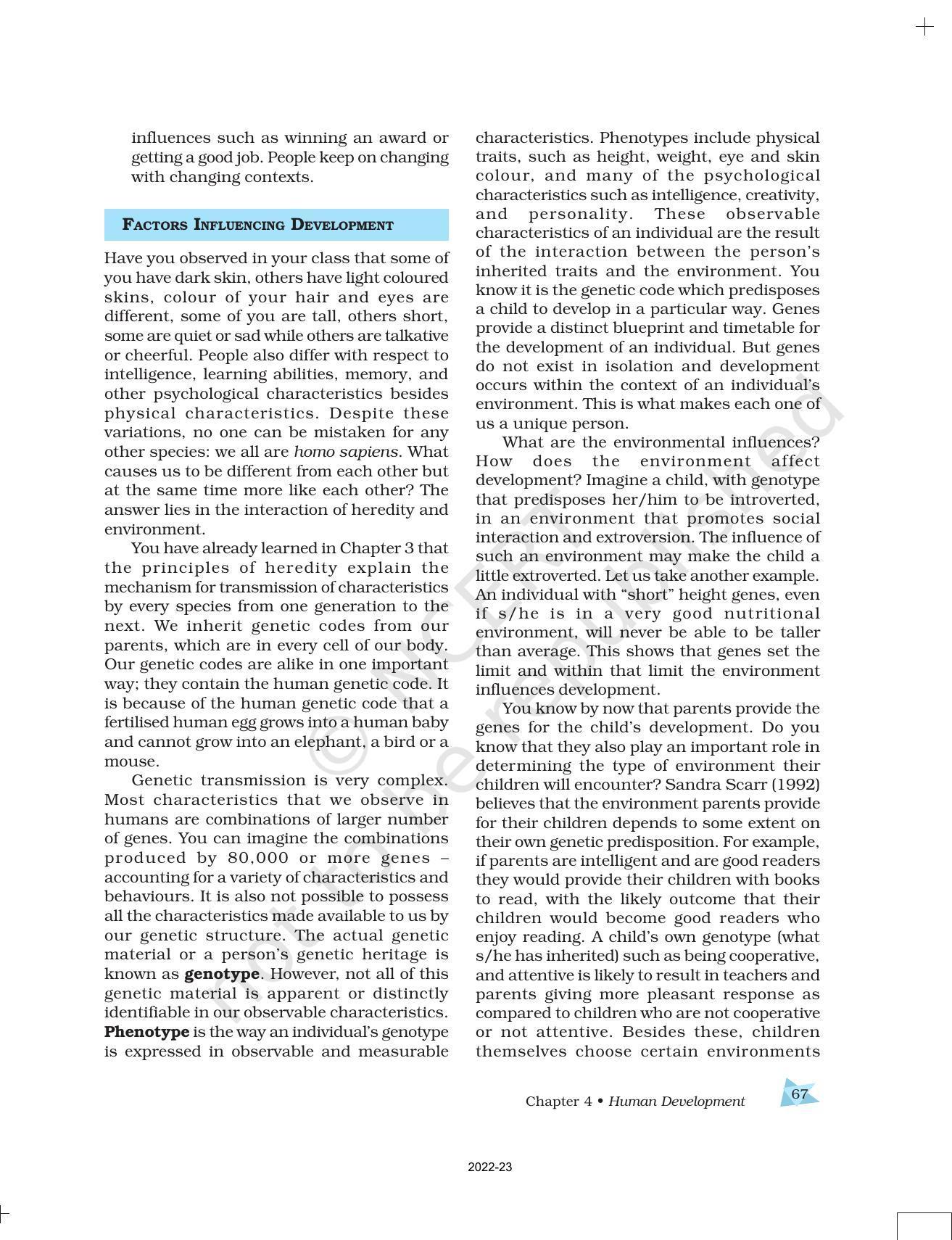 NCERT Book for Class 11 Psychology Chapter 4 Human