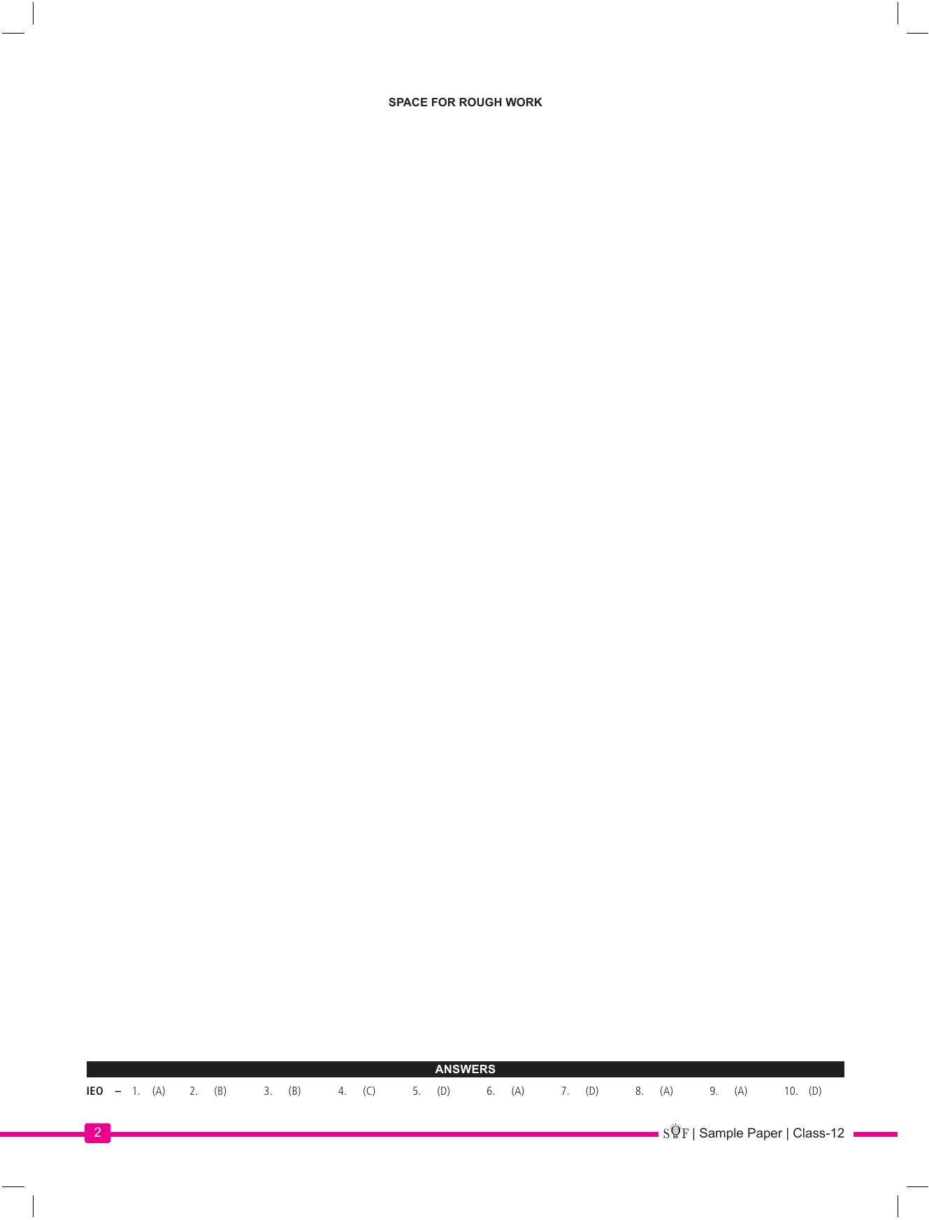 SOF IEO Class 12 (2023-2024) Sample Paper - IndCareer Docs